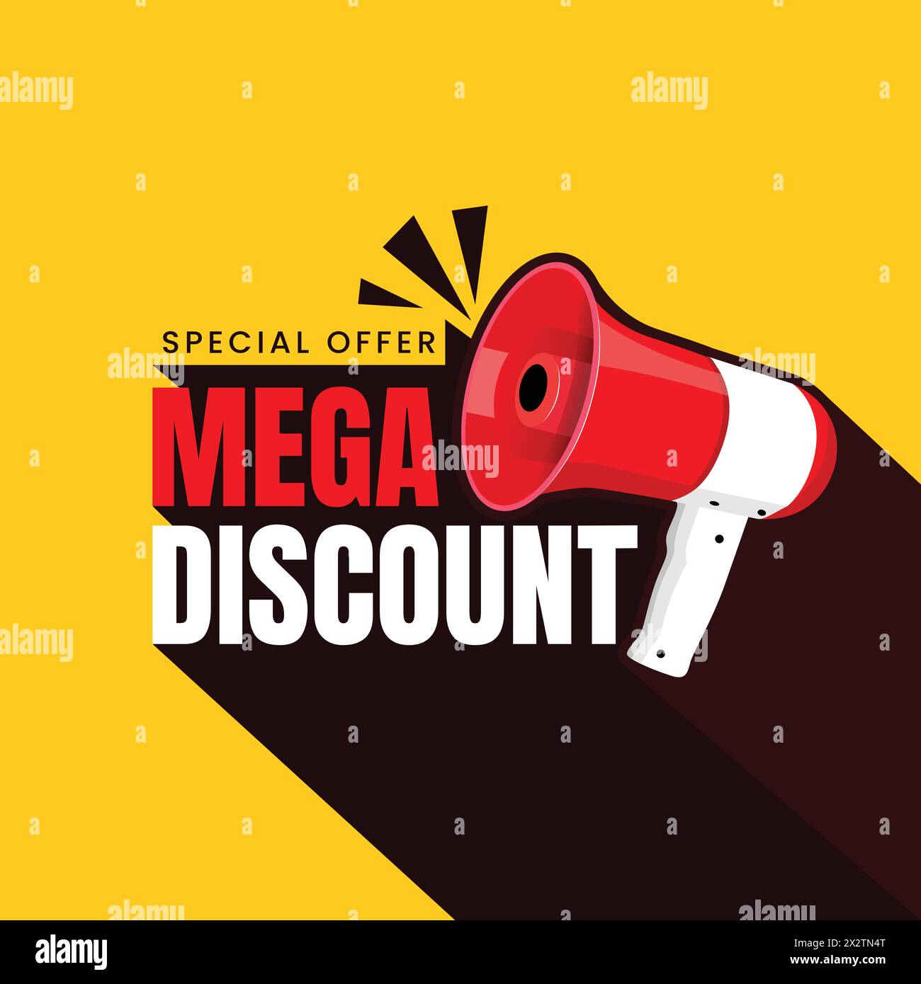 Mega Discount special offer template design with a announcing megaphone ...