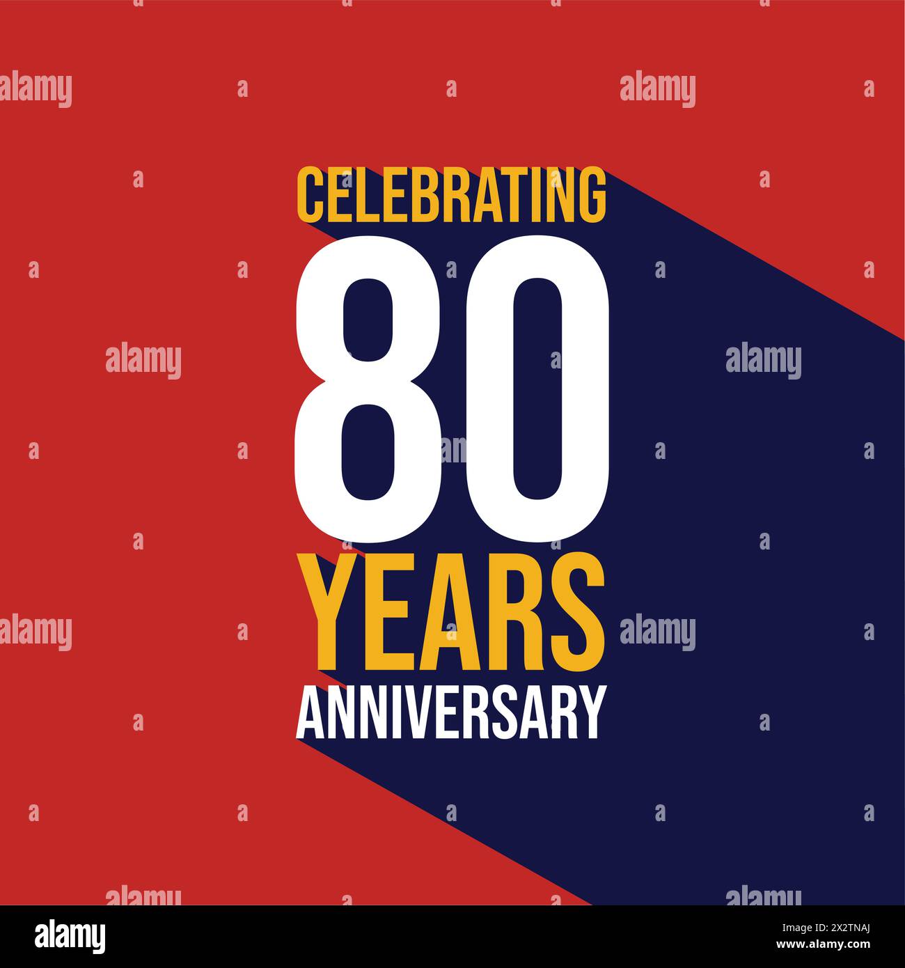 Celebrating 80 years anniversary template design with a long shadow on ...