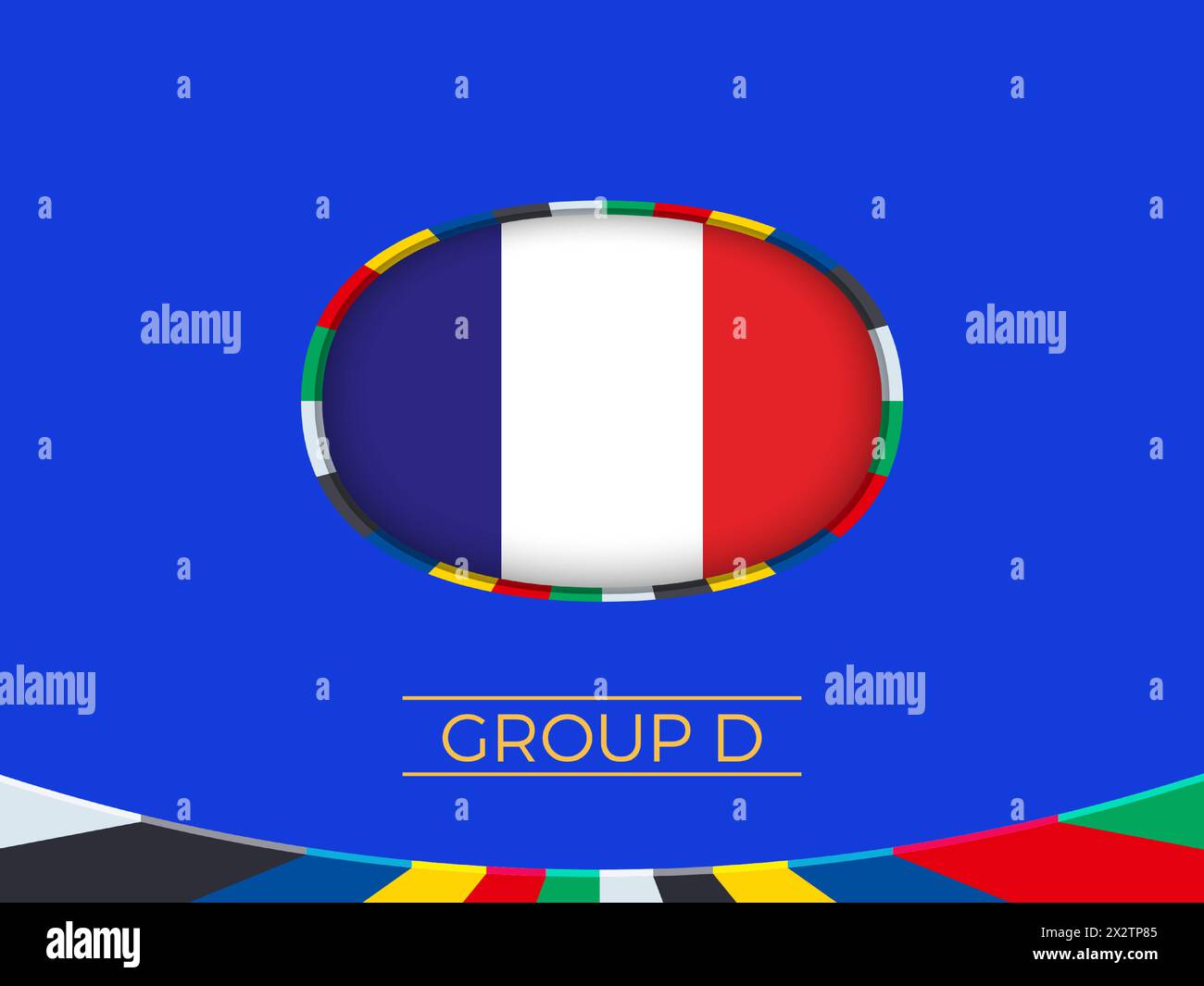 France Flag For 2024 European Football Tournament National Team Sign