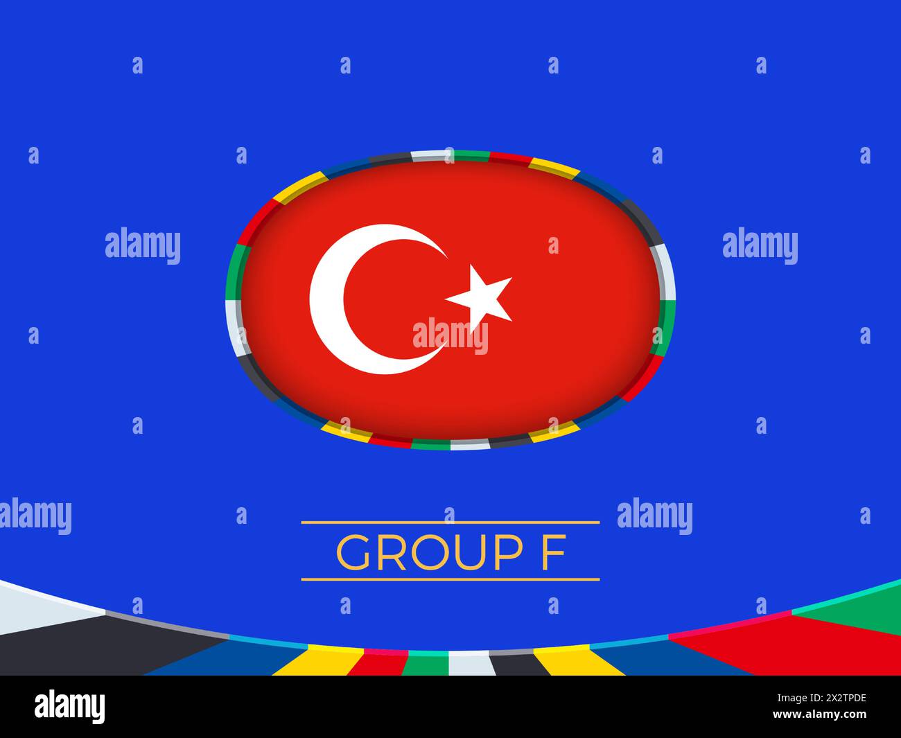Turkey flag for 2024 European football tournament, national team sign ...