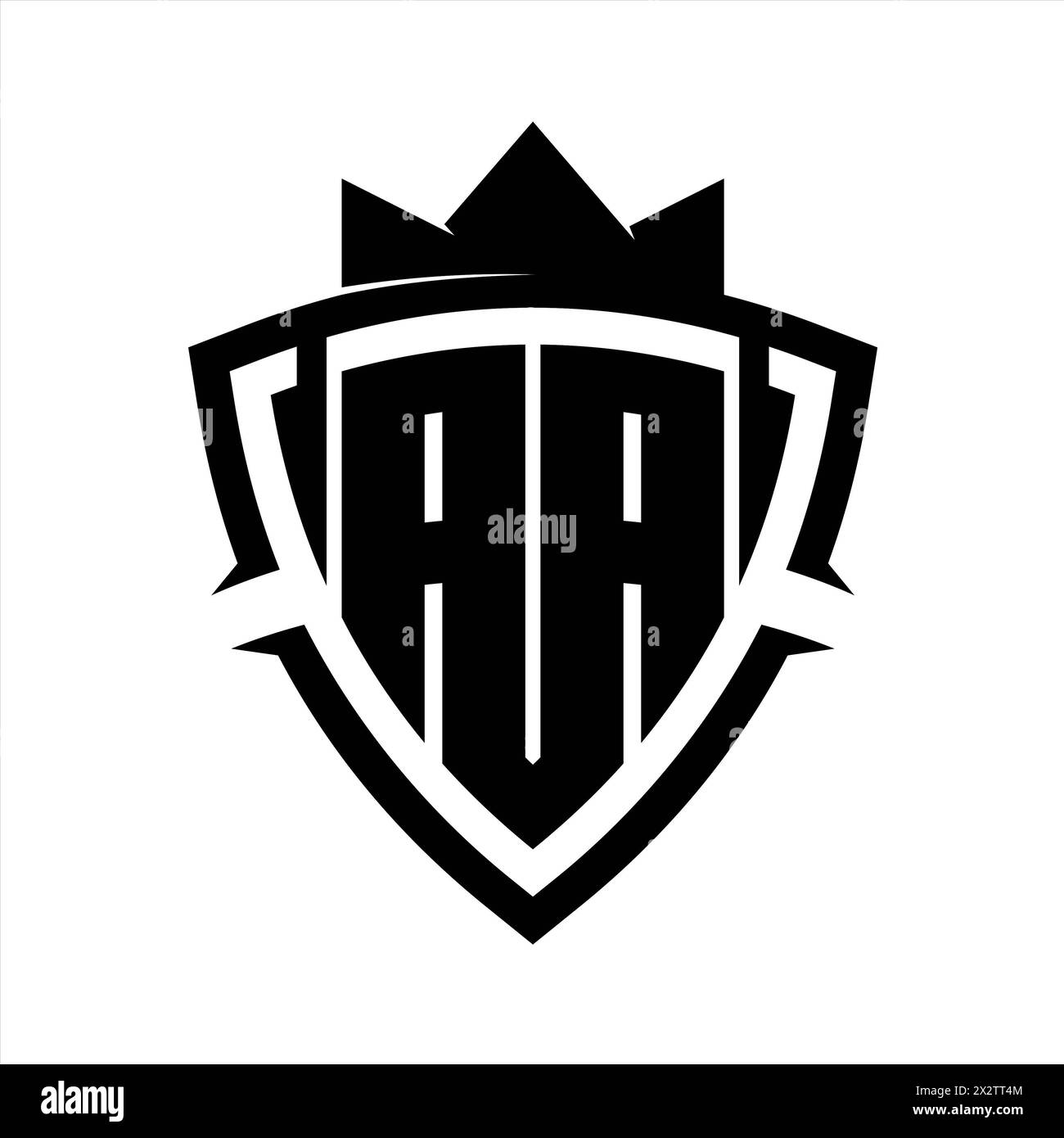 AA Letter bold monogram with triangle curve shield shape with crown ...