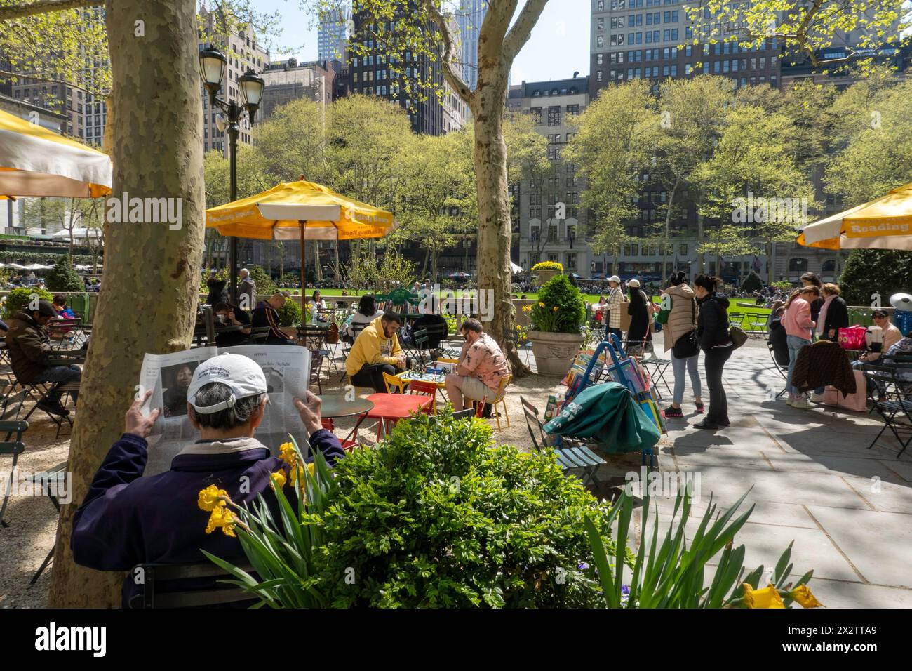 Bryant Park is an urban oasis behind the main building at the New York ...