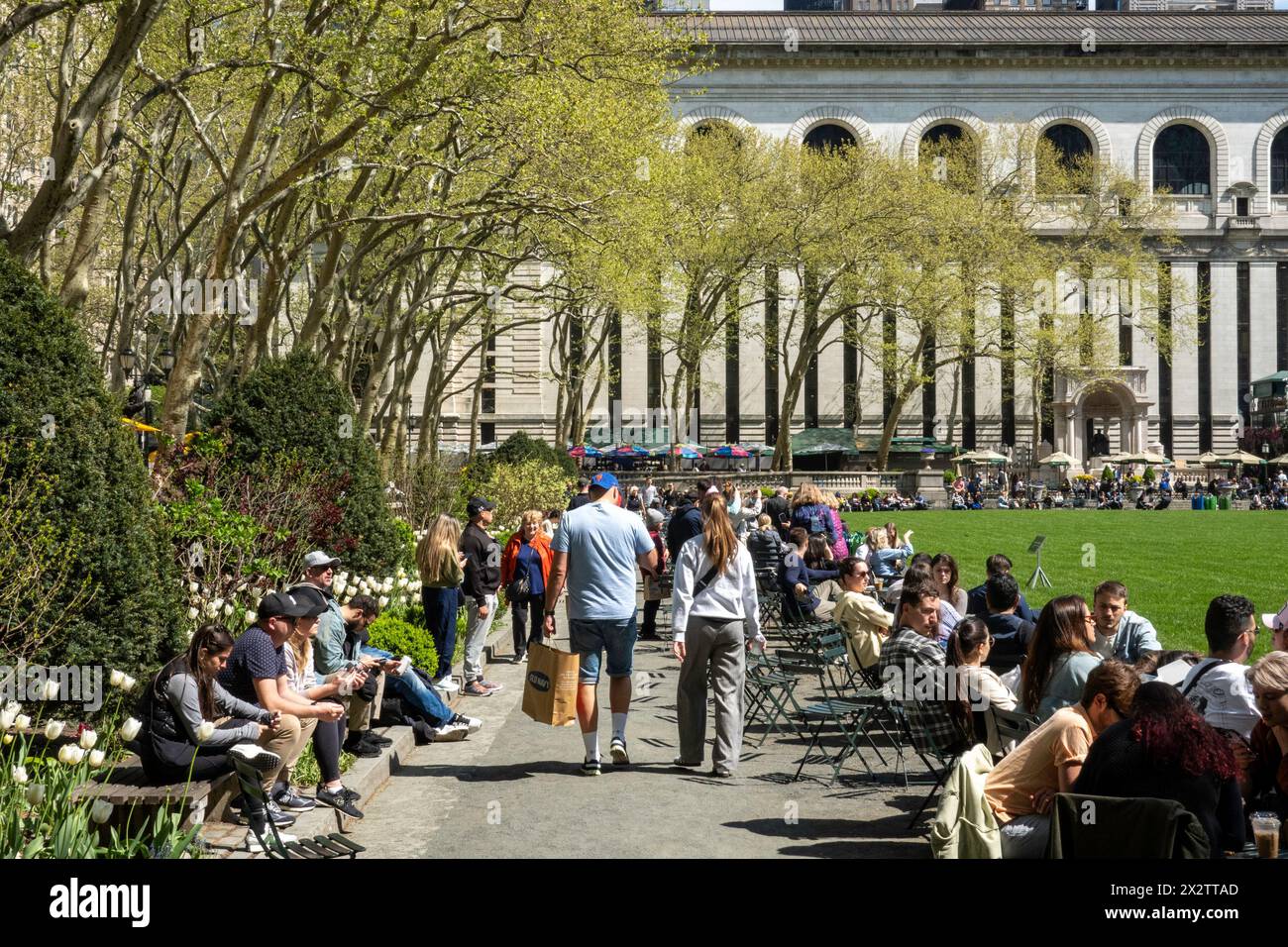 Bryant Park is an urban oasis behind the main building at the New York ...