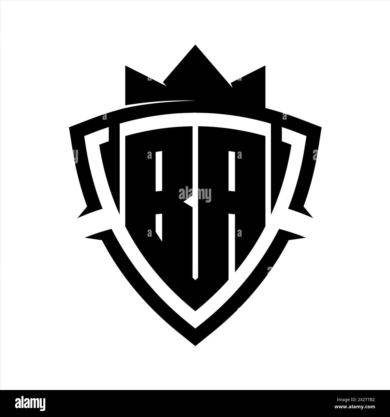 BA Letter bold monogram with triangle curve shield shape with crown ...