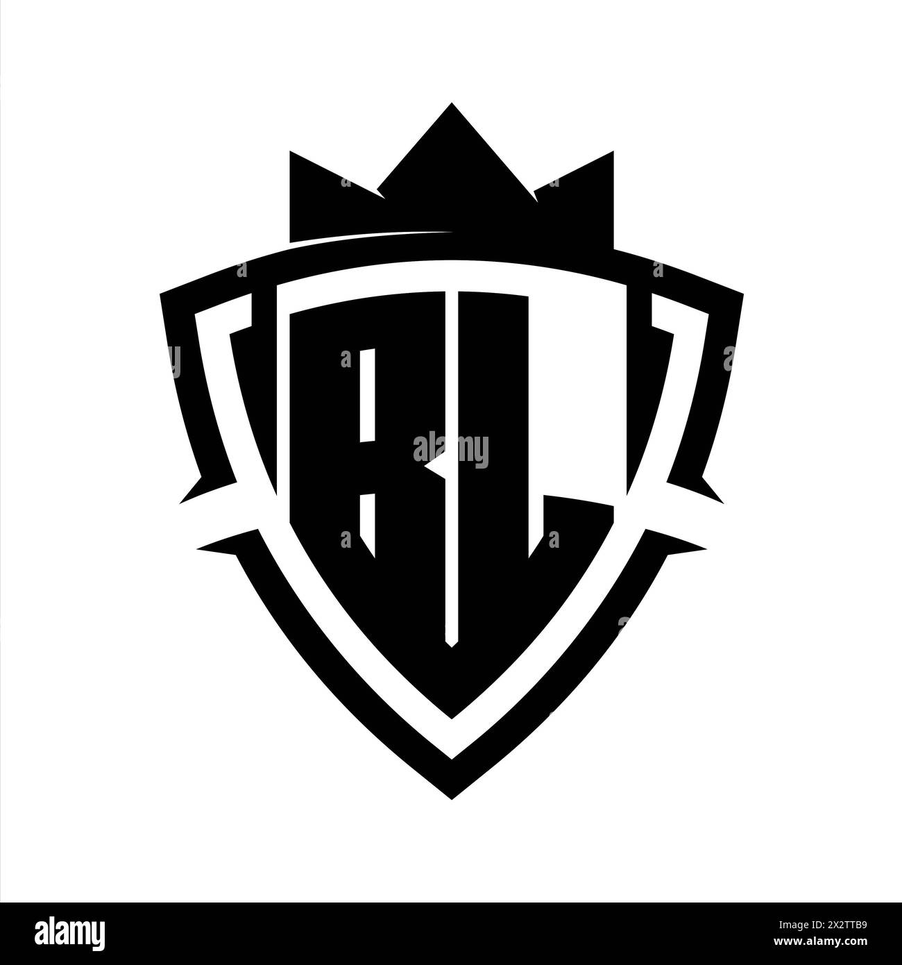 BL Letter bold monogram with triangle curve shield shape with crown ...