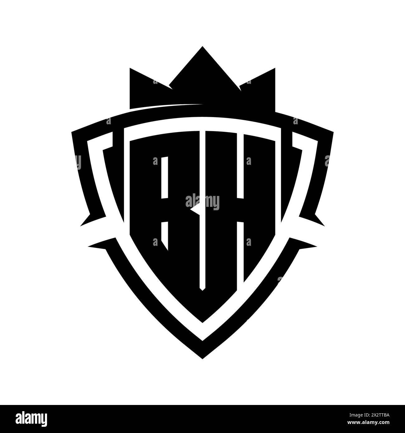 BH Letter bold monogram with triangle curve shield shape with crown ...
