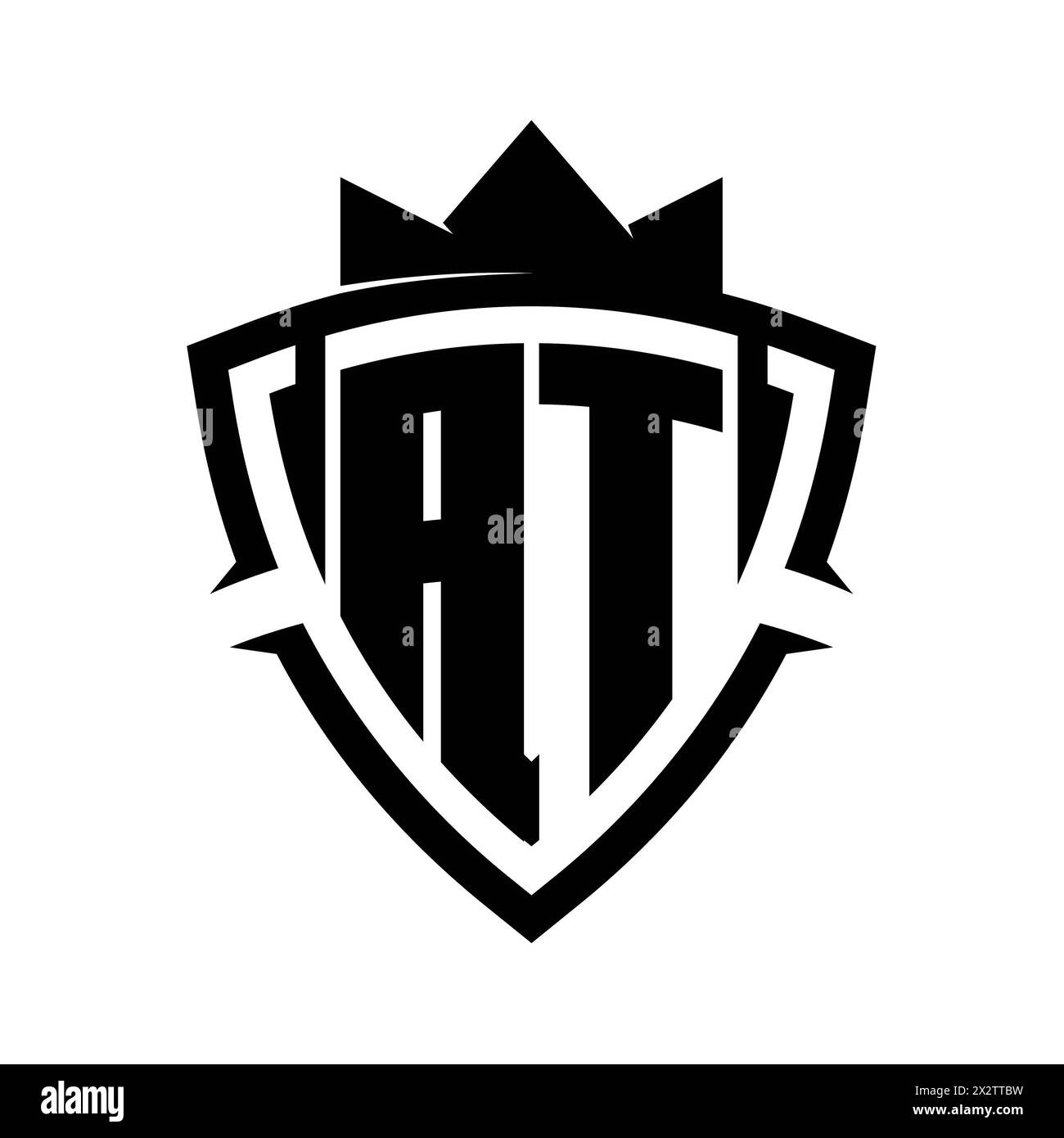 AT Letter bold monogram with triangle curve shield shape with crown ... AT Letter bold monogram with triangle curve shield shape with crown ...