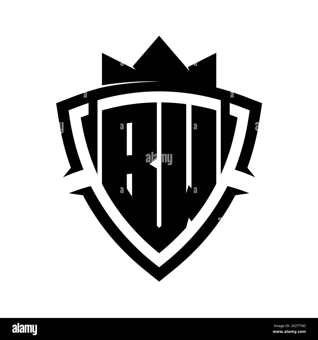 BW Letter bold monogram with triangle curve shield shape with crown ...