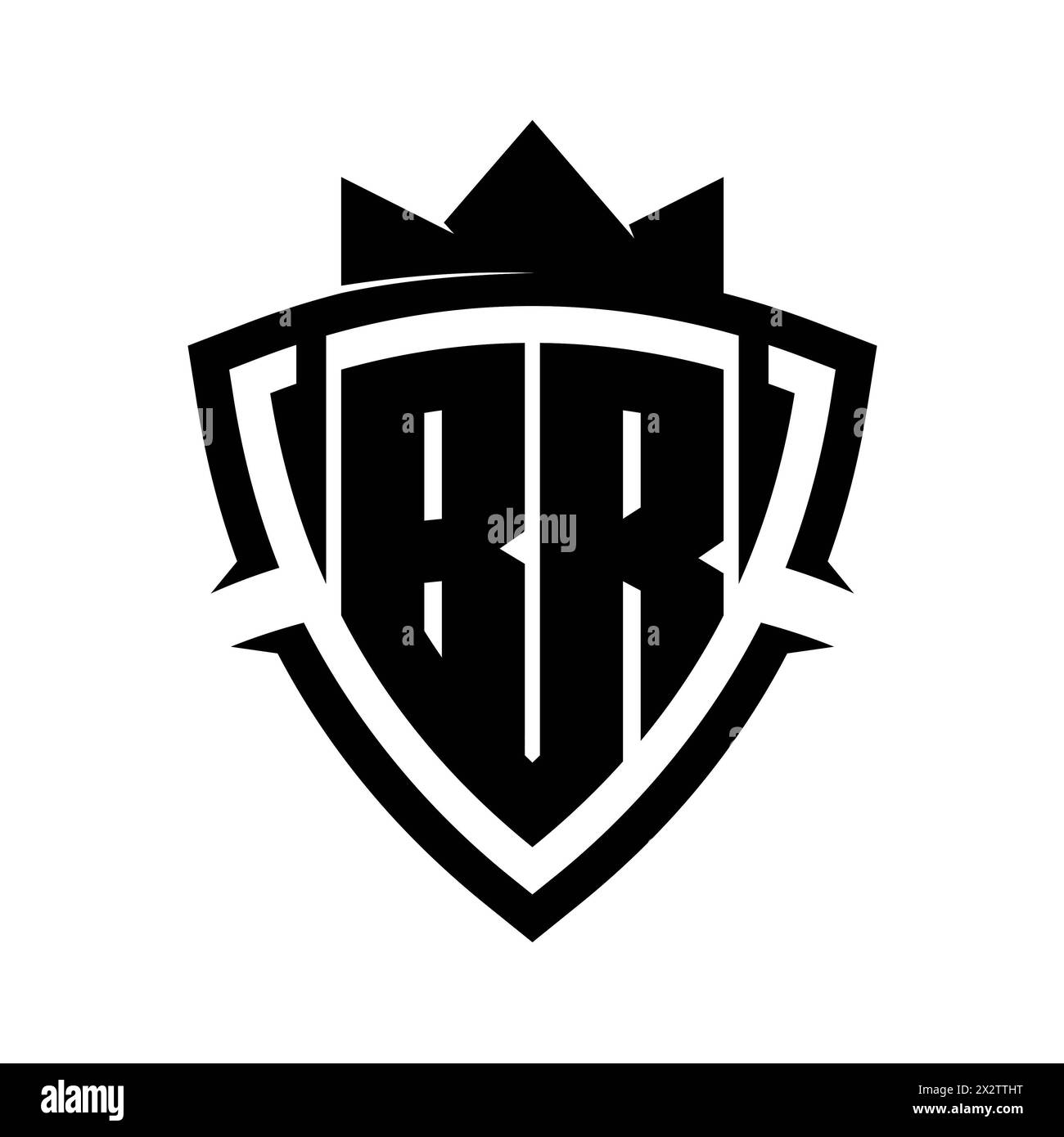 BR Letter bold monogram with triangle curve shield shape with crown ...