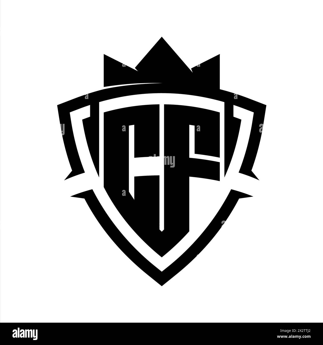 CF Letter bold monogram with triangle curve shield shape with crown ...