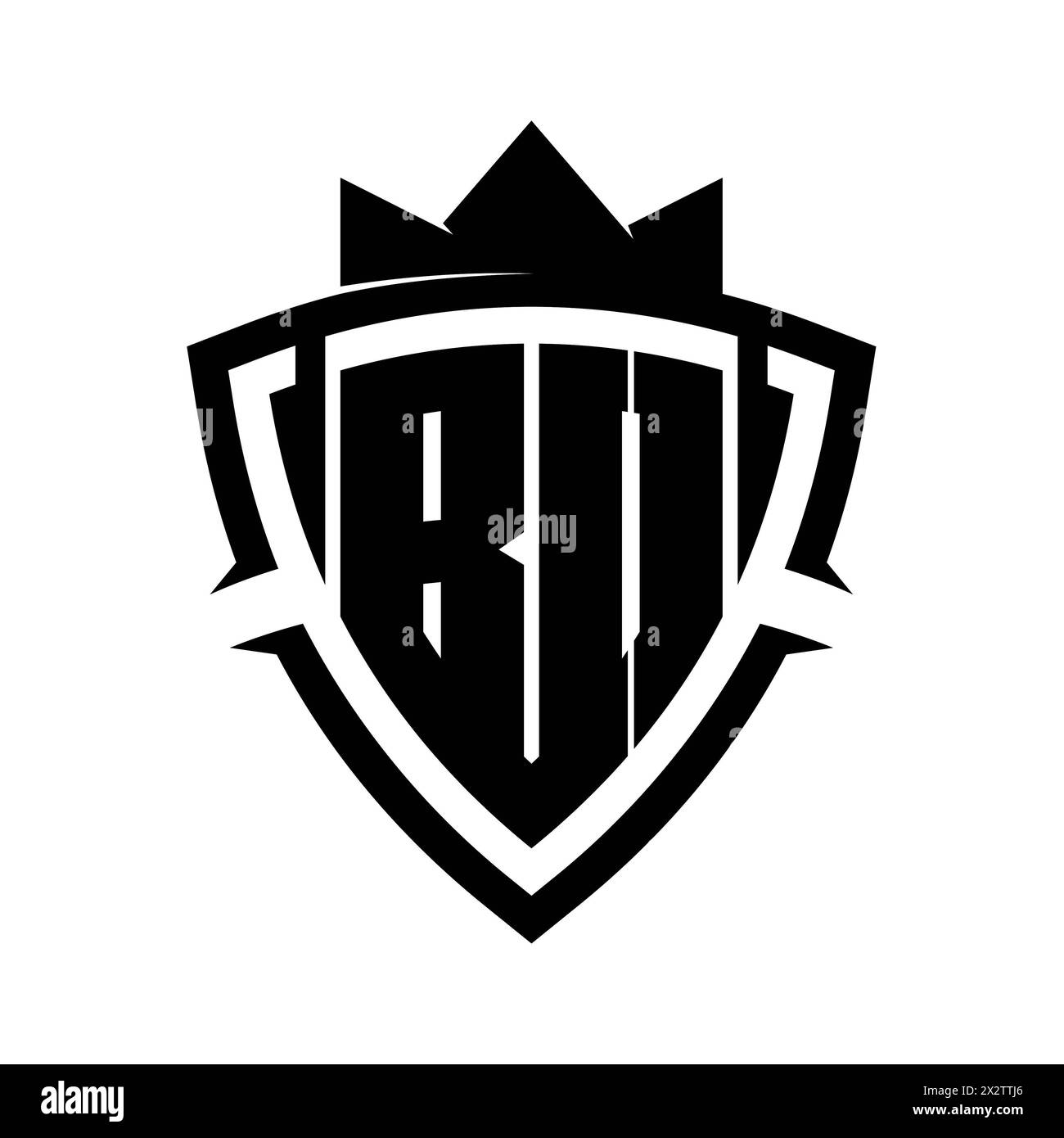 BO Letter bold monogram with triangle curve shield shape with crown ...