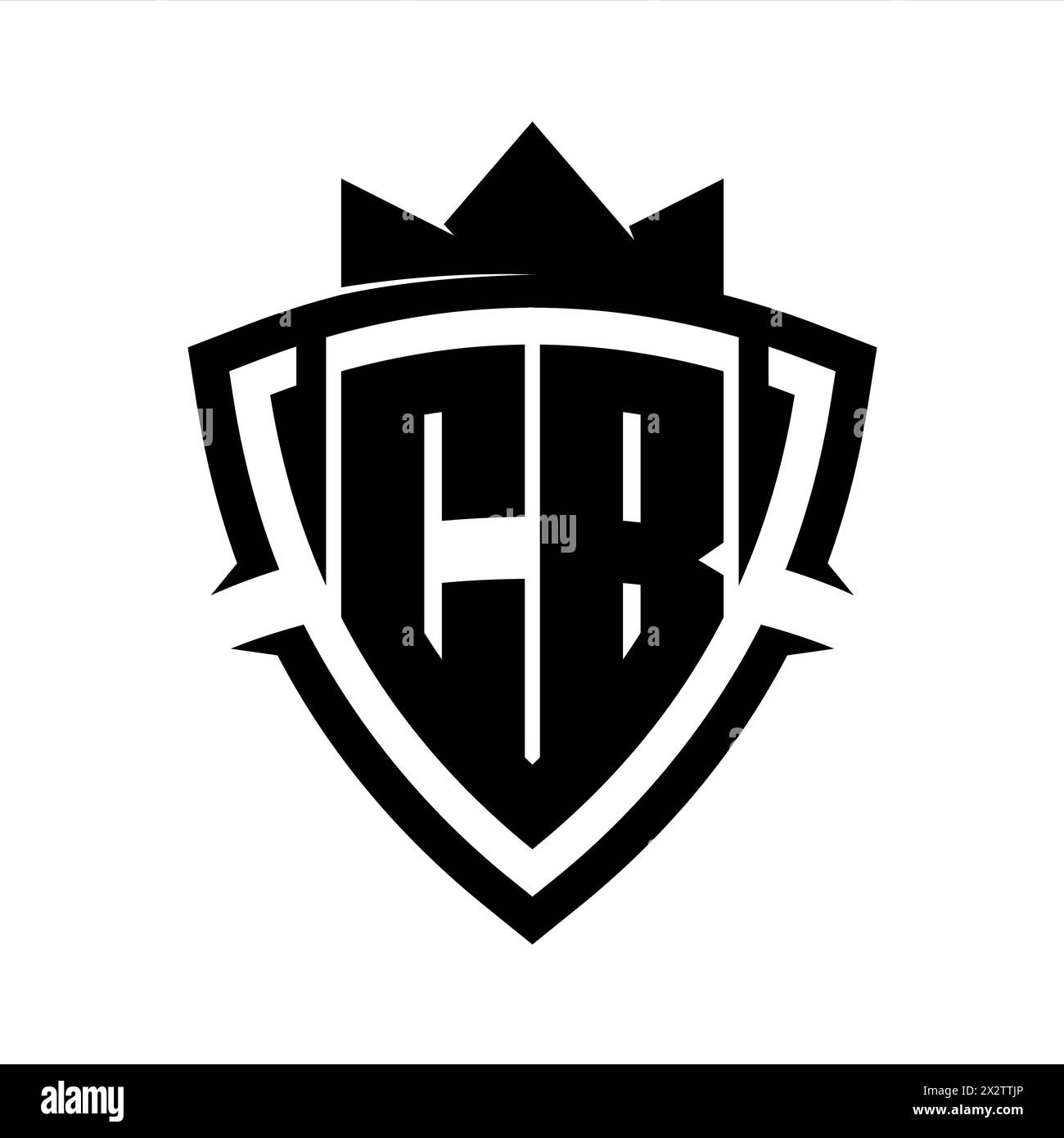 CB Letter bold monogram with triangle curve shield shape with crown ...