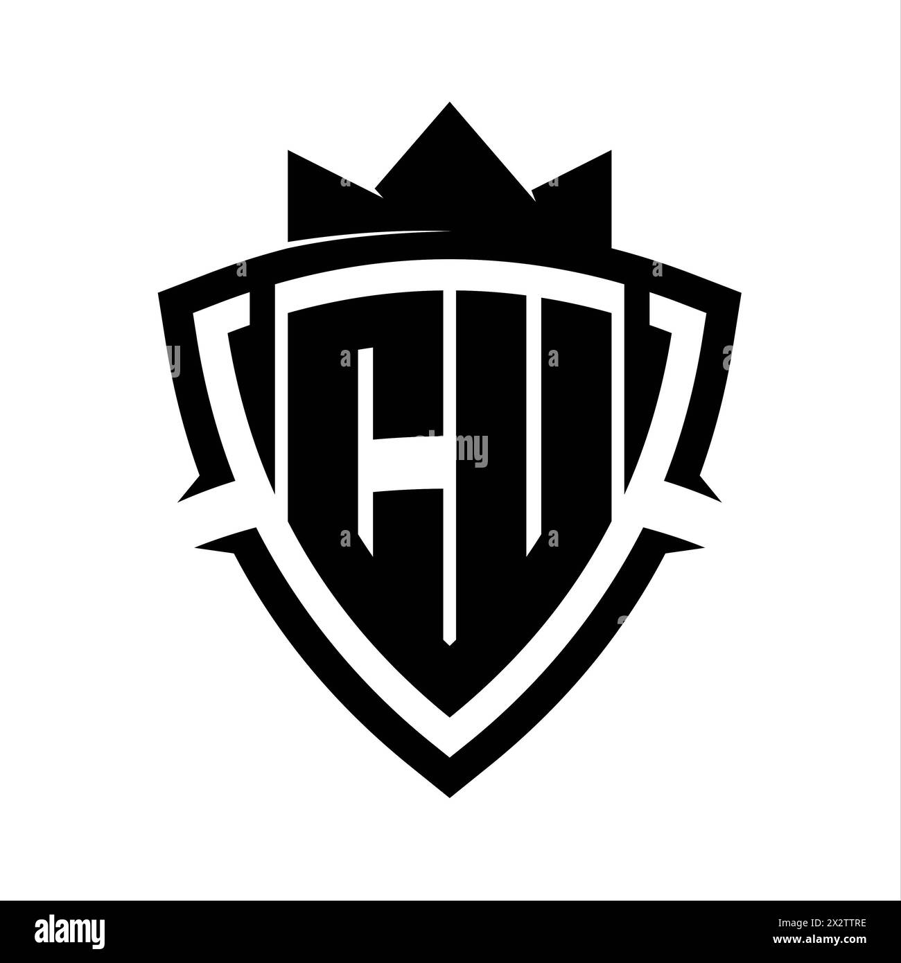 CU Letter bold monogram with triangle curve shield shape with crown ...