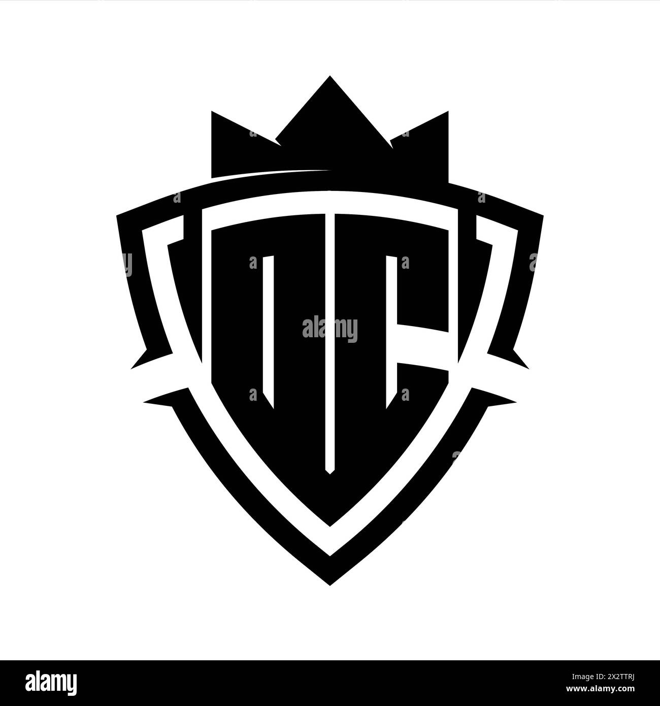 DC Letter bold monogram with triangle curve shield shape with crown ...