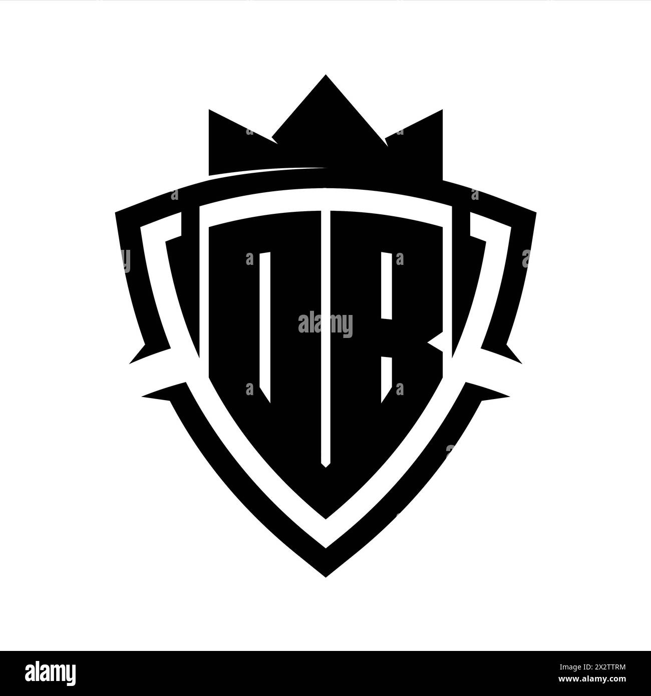 DB Letter bold monogram with triangle curve shield shape with crown ...