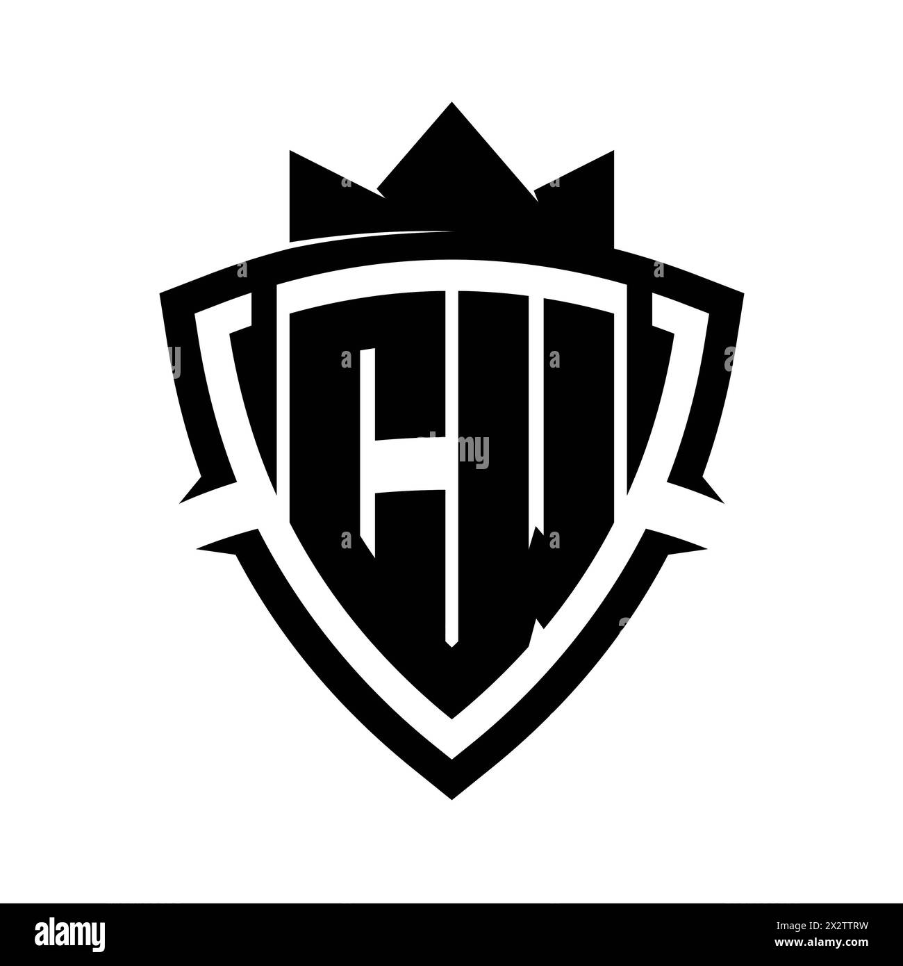 CW Letter bold monogram with triangle curve shield shape with crown ...
