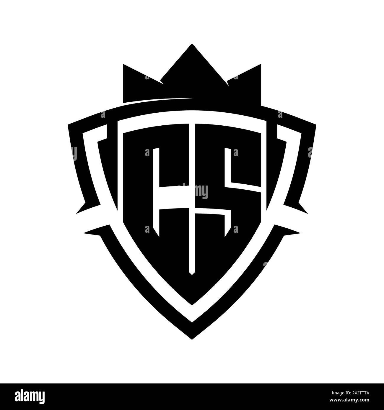 CS Letter bold monogram with triangle curve shield shape with crown ...