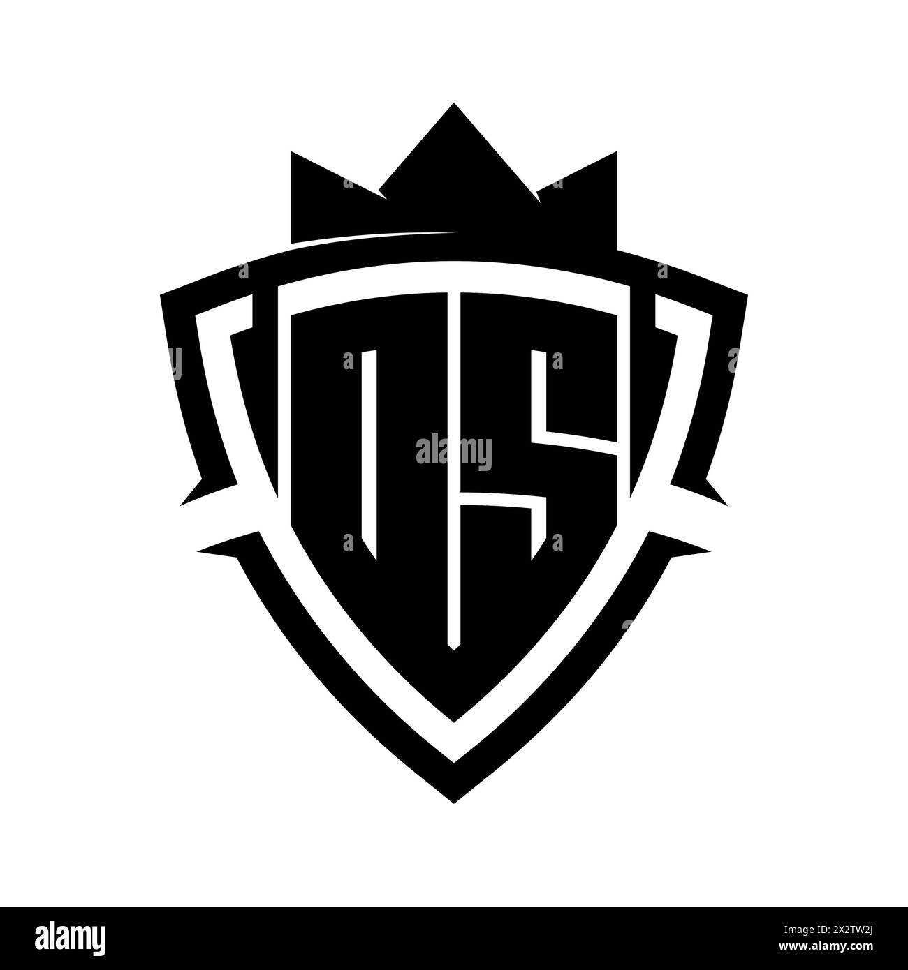 DS Letter bold monogram with triangle curve shield shape with crown ...