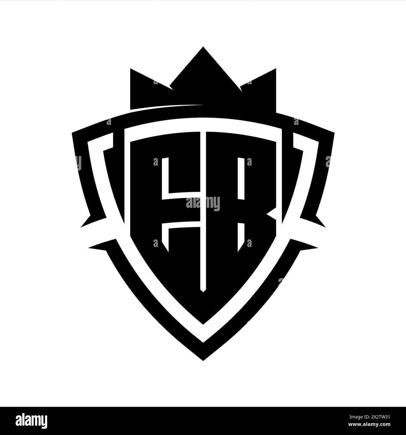 EB Letter bold monogram with triangle curve shield shape with crown ...