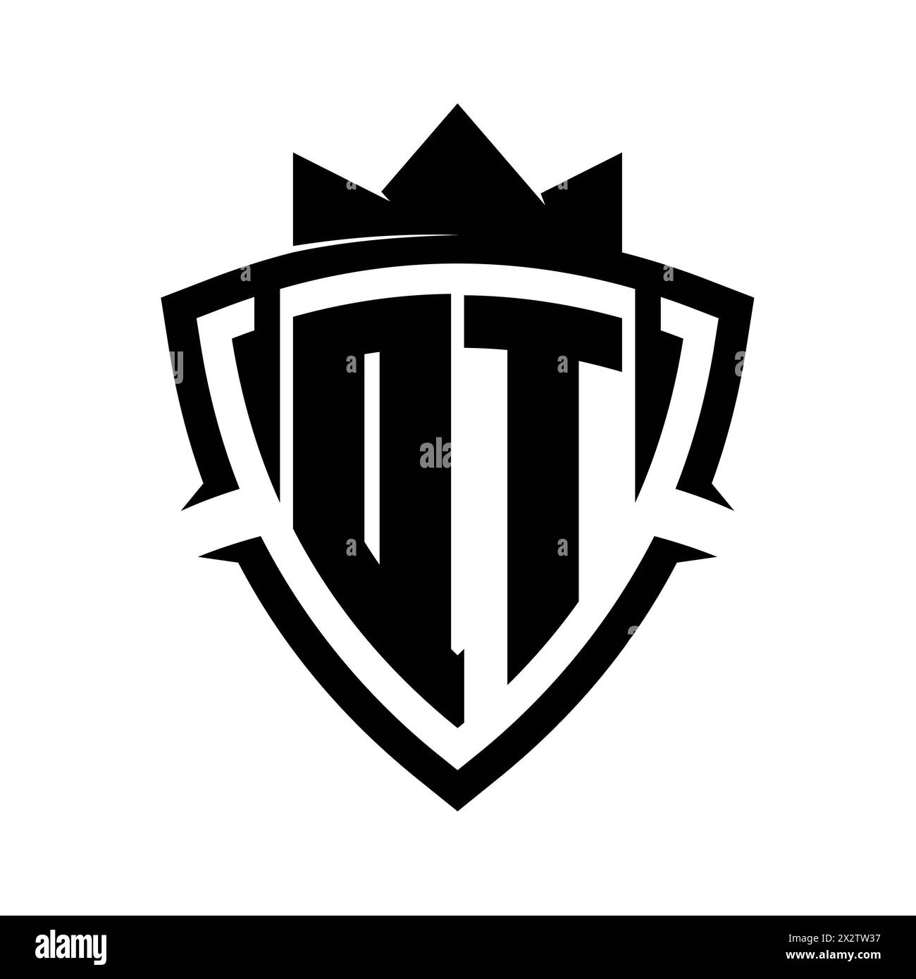 DT Letter bold monogram with triangle curve shield shape with crown ...