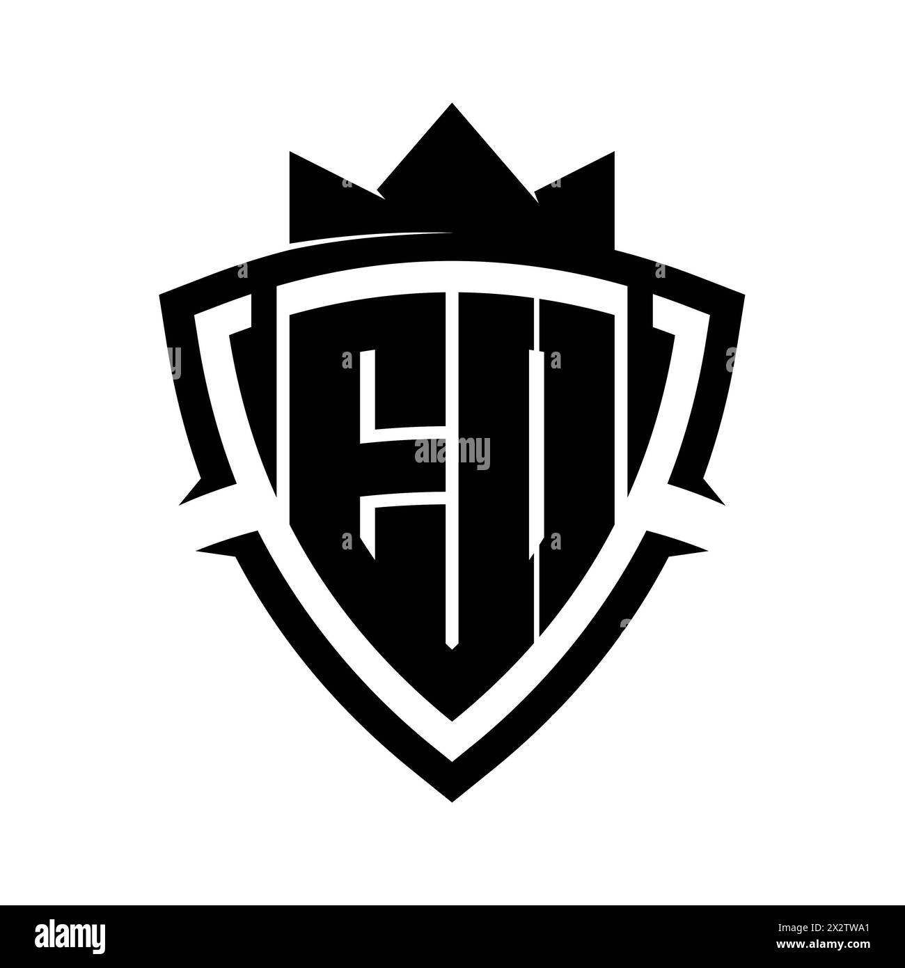 EO Letter bold monogram with triangle curve shield shape with crown ...