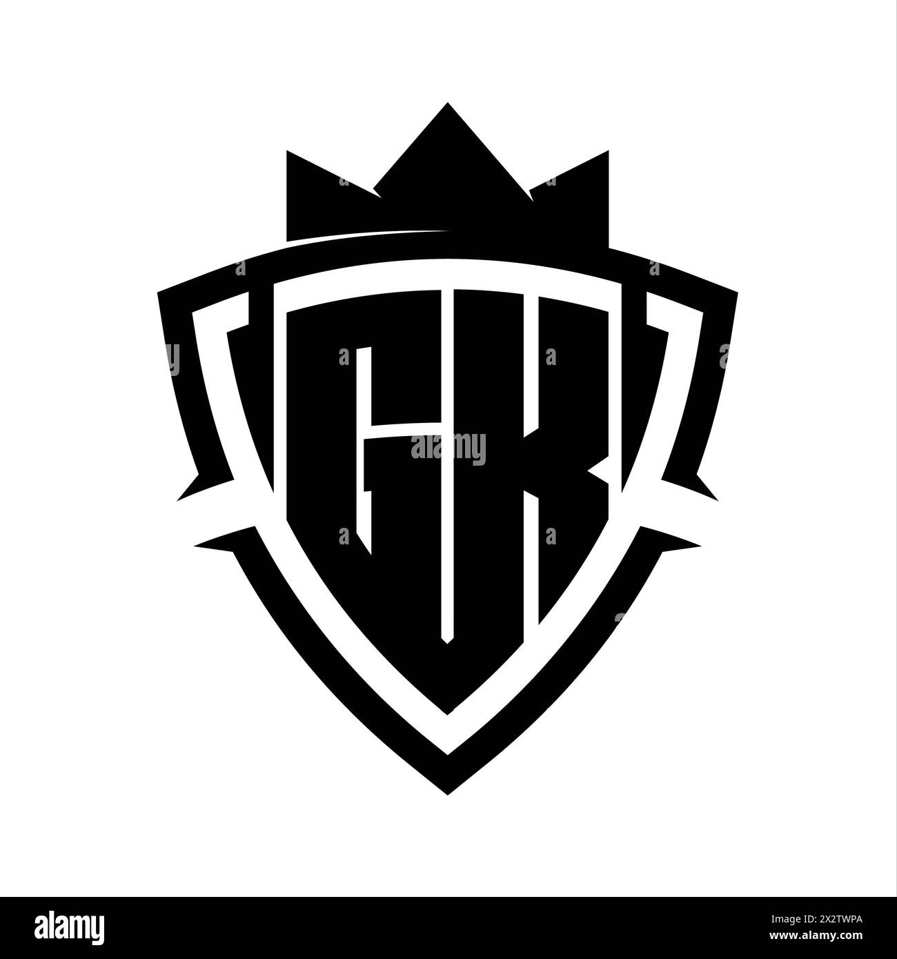 GK Letter bold monogram with triangle curve shield shape with crown ...