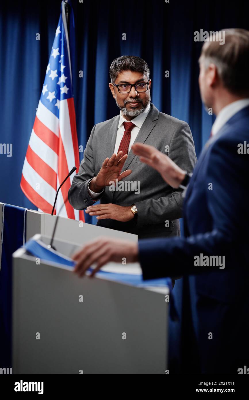 Politician authority discussion meeting standing hi-res stock ...