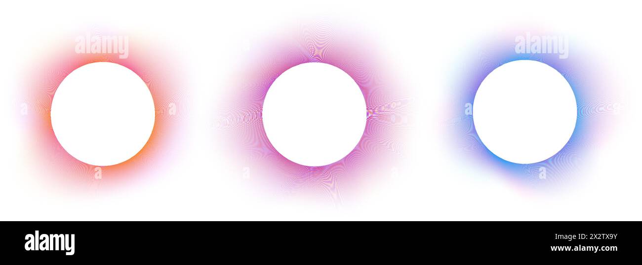 Set of blurry round frames. Circle shapes with colorful soft gradient ...