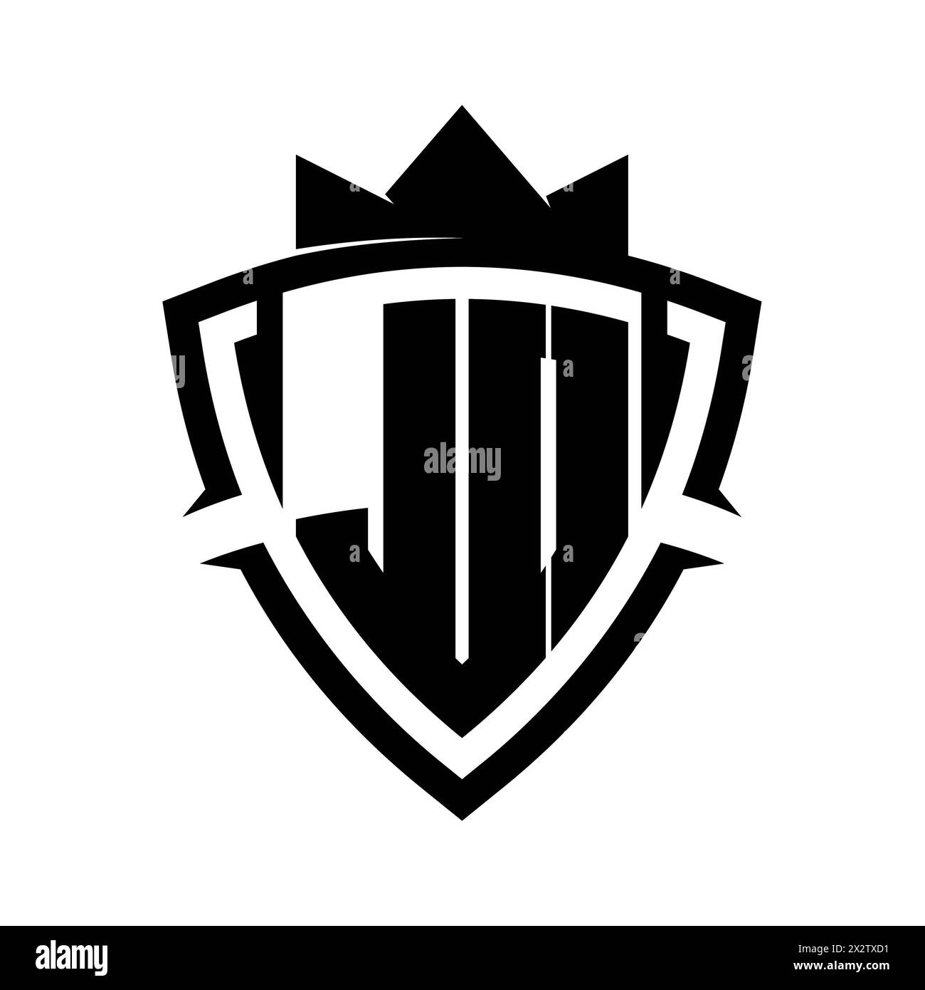JO Letter bold monogram with triangle curve shield shape with crown ...
