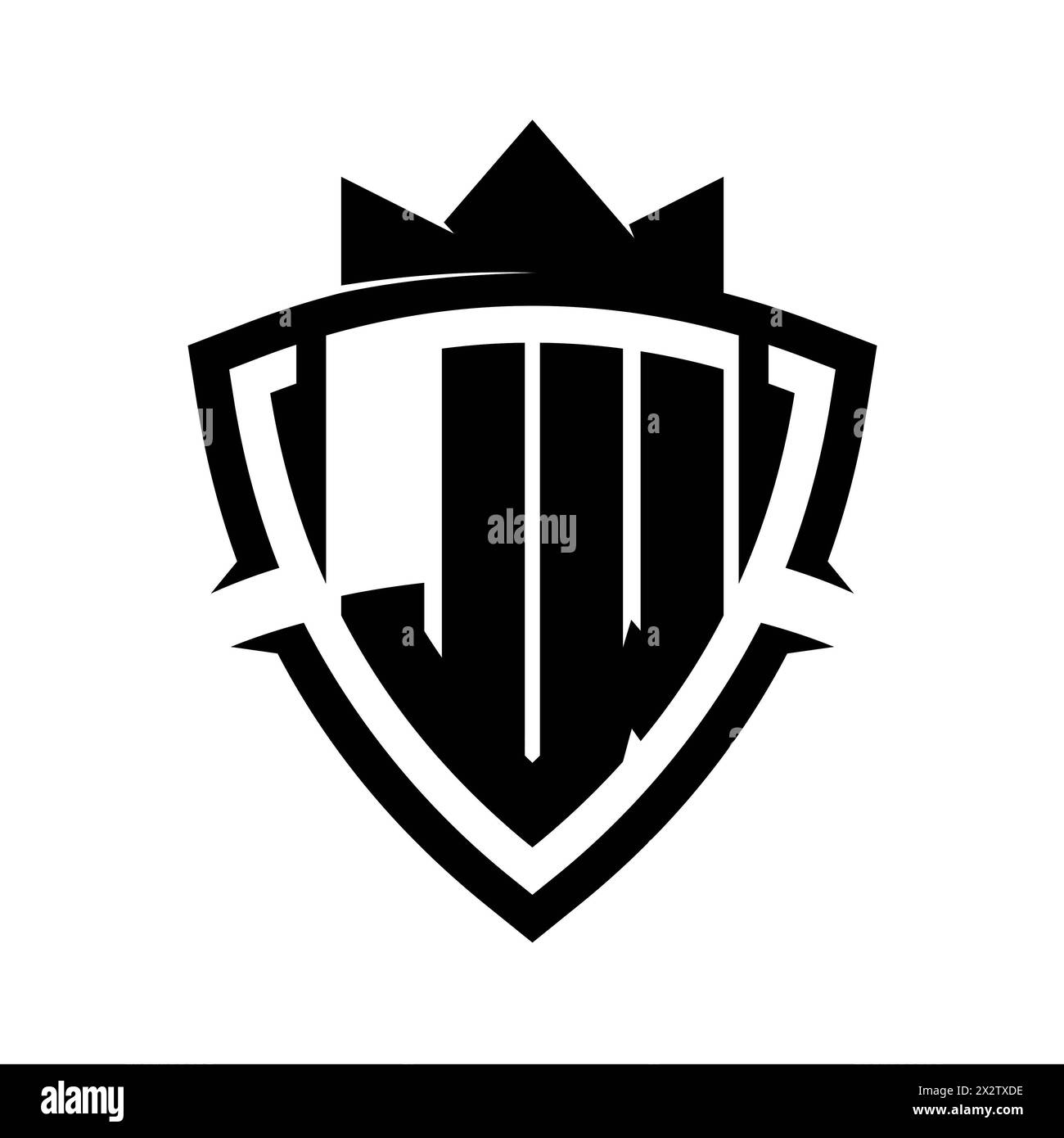 JW Letter bold monogram with triangle curve shield shape with crown ...