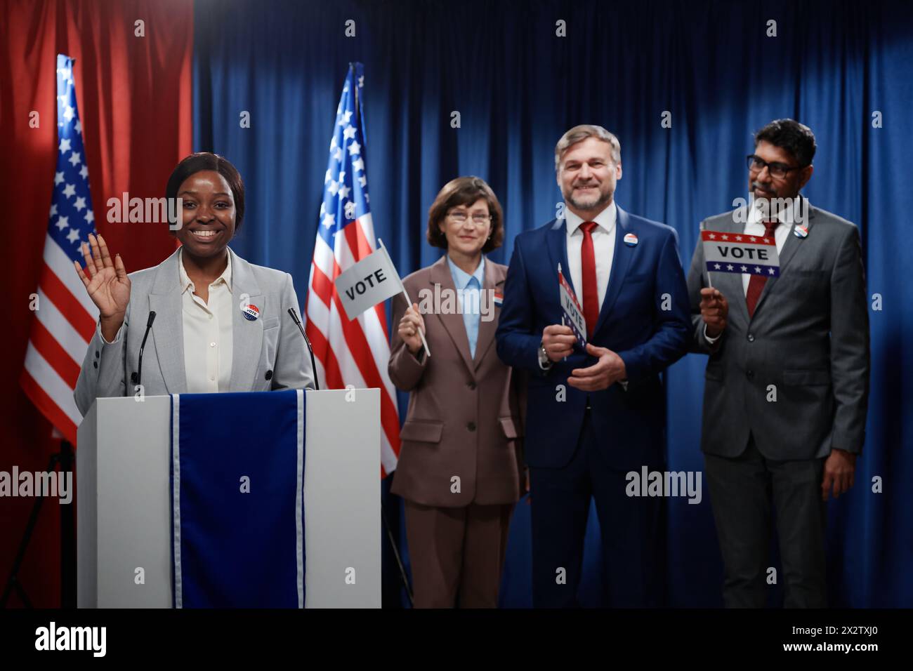 Young successful African American female political leader in formal ...