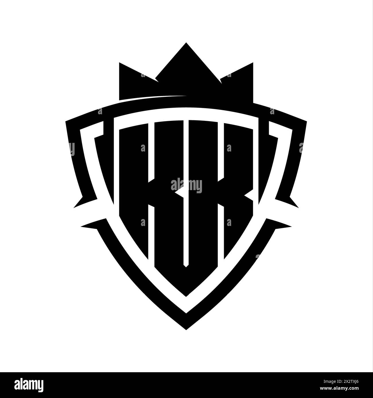 KK Letter bold monogram with triangle curve shield shape with crown ...
