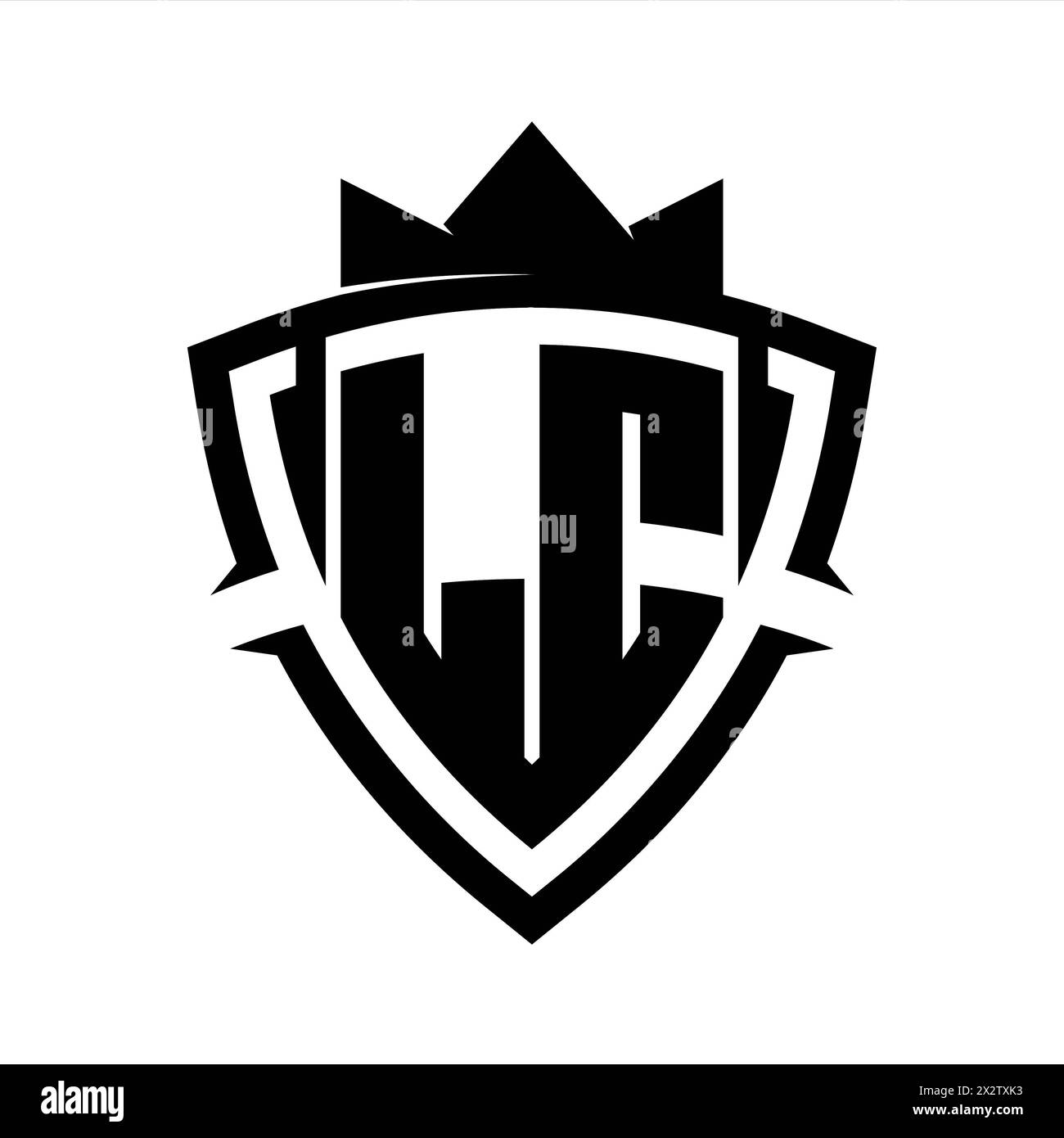 LC Letter bold monogram with triangle curve shield shape with crown ...