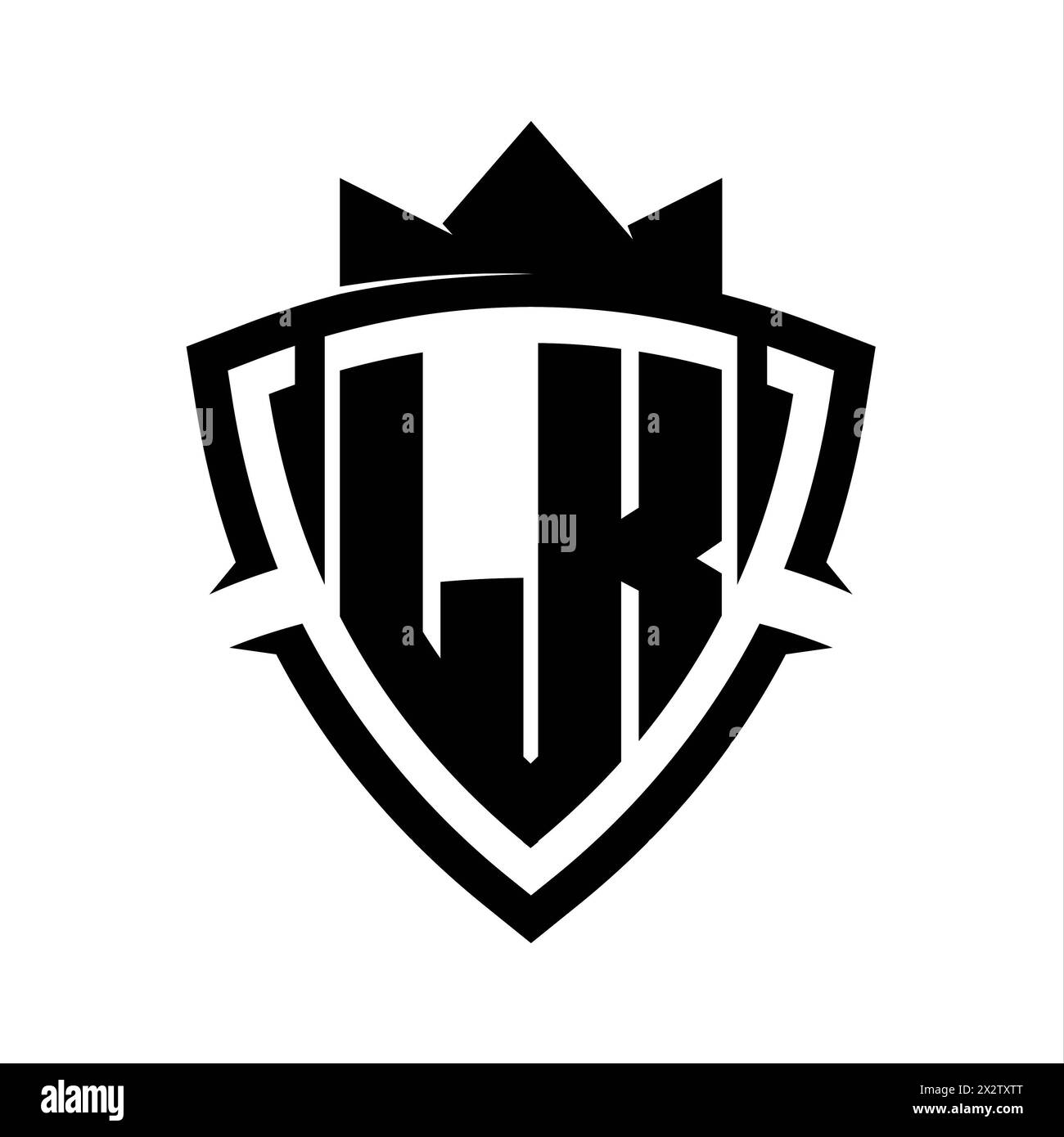 LK Letter bold monogram with triangle curve shield shape with crown ...
