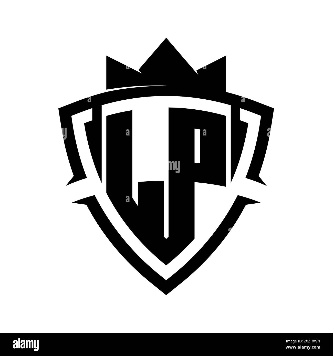 LP Letter bold monogram with triangle curve shield shape with crown ...