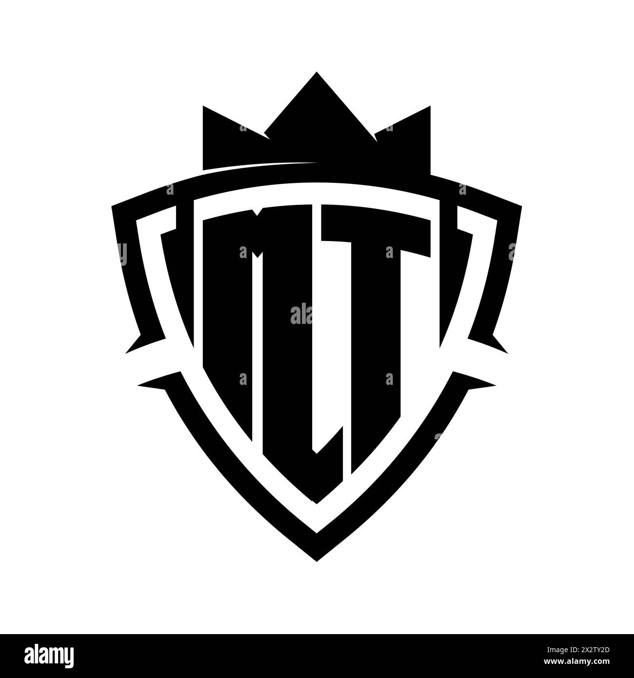 MT Letter bold monogram with triangle curve shield shape with crown ...