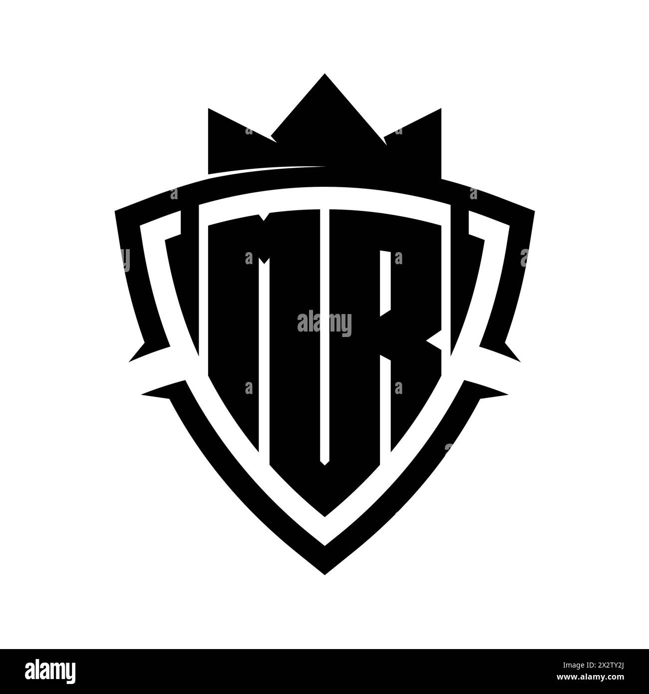 MR Letter bold monogram with triangle curve shield shape with crown ...