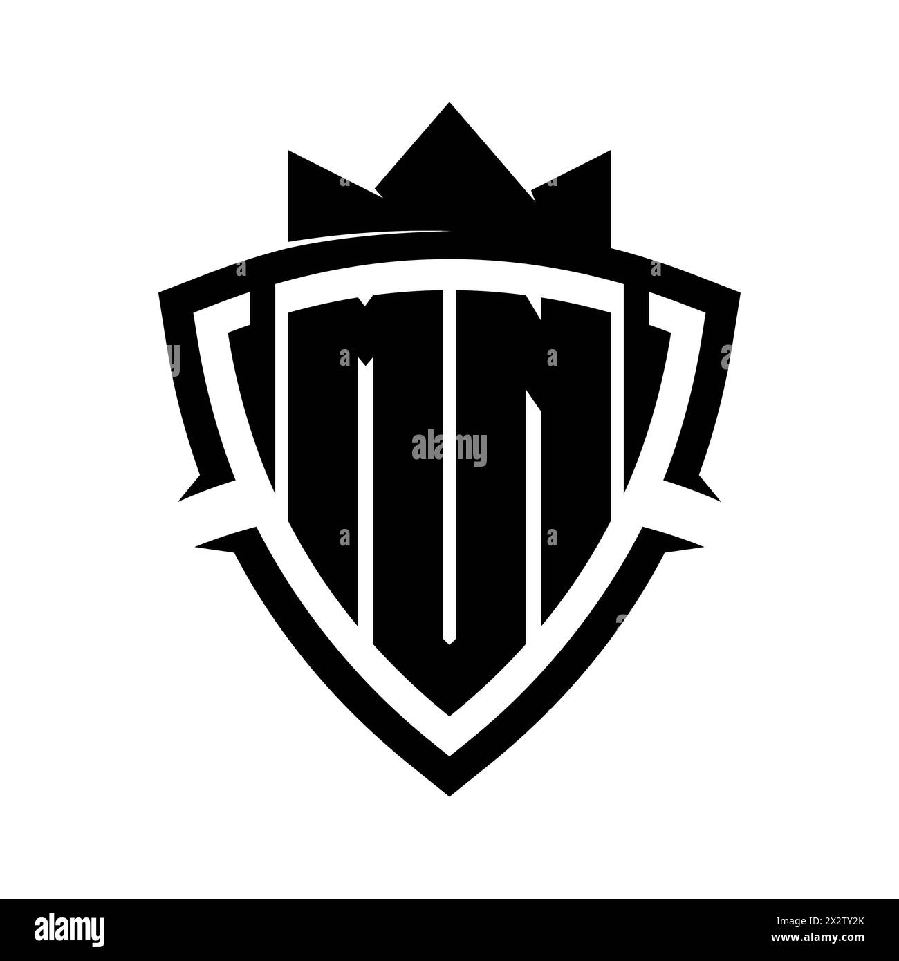 MN Letter bold monogram with triangle curve shield shape with crown ...