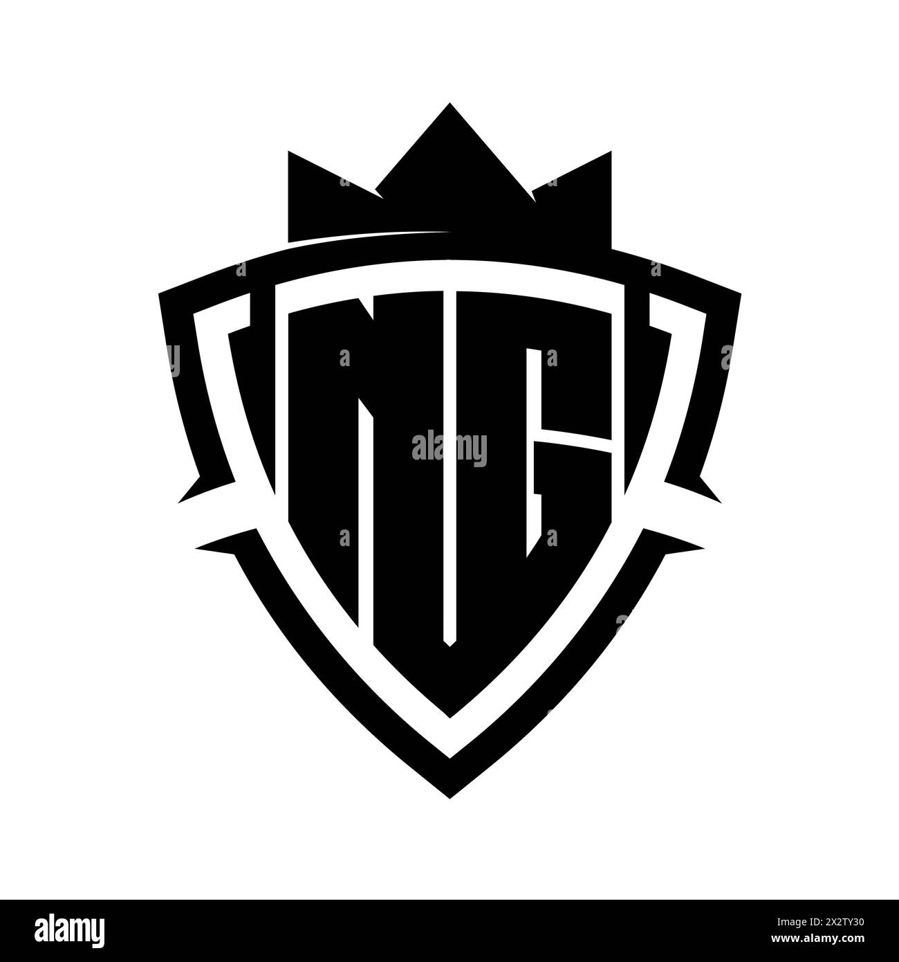 NG Letter bold monogram with triangle curve shield shape with crown ...