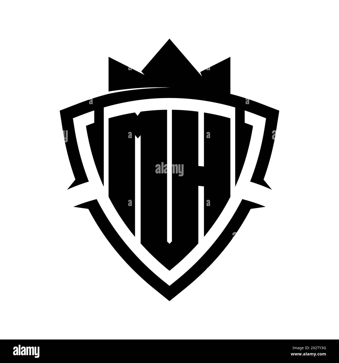 MH Letter bold monogram with triangle curve shield shape with crown ...