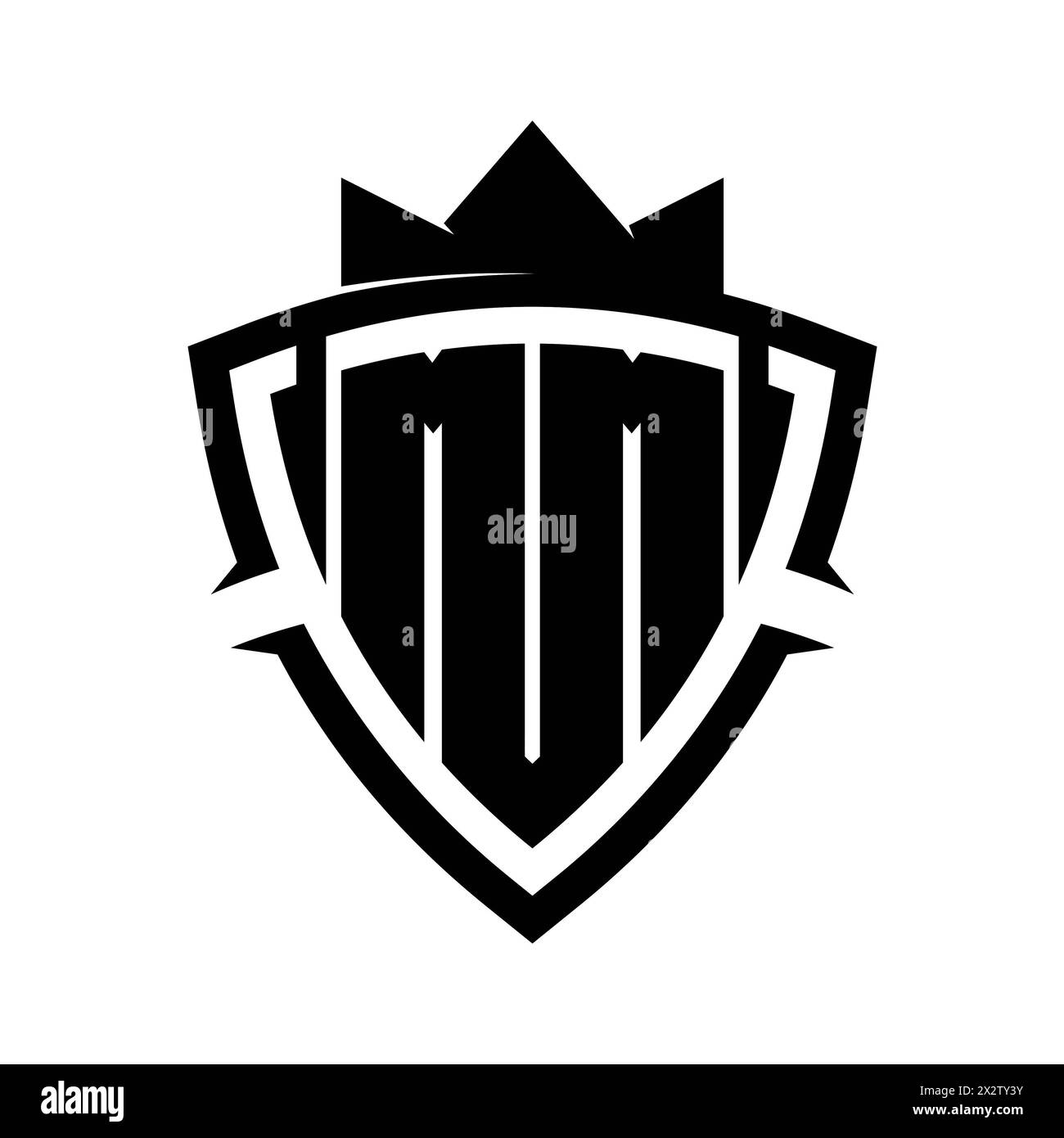 MM Letter bold monogram with triangle curve shield shape with crown ...