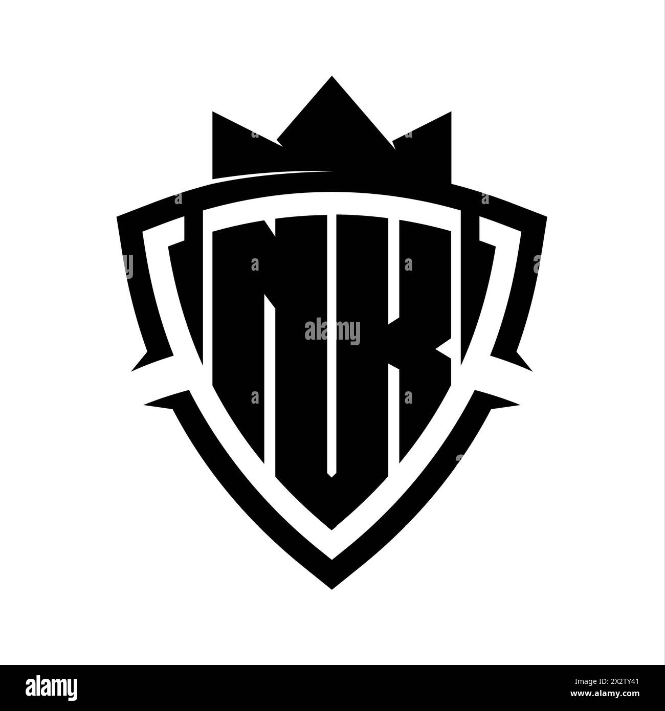 NK Letter bold monogram with triangle curve shield shape with crown ...