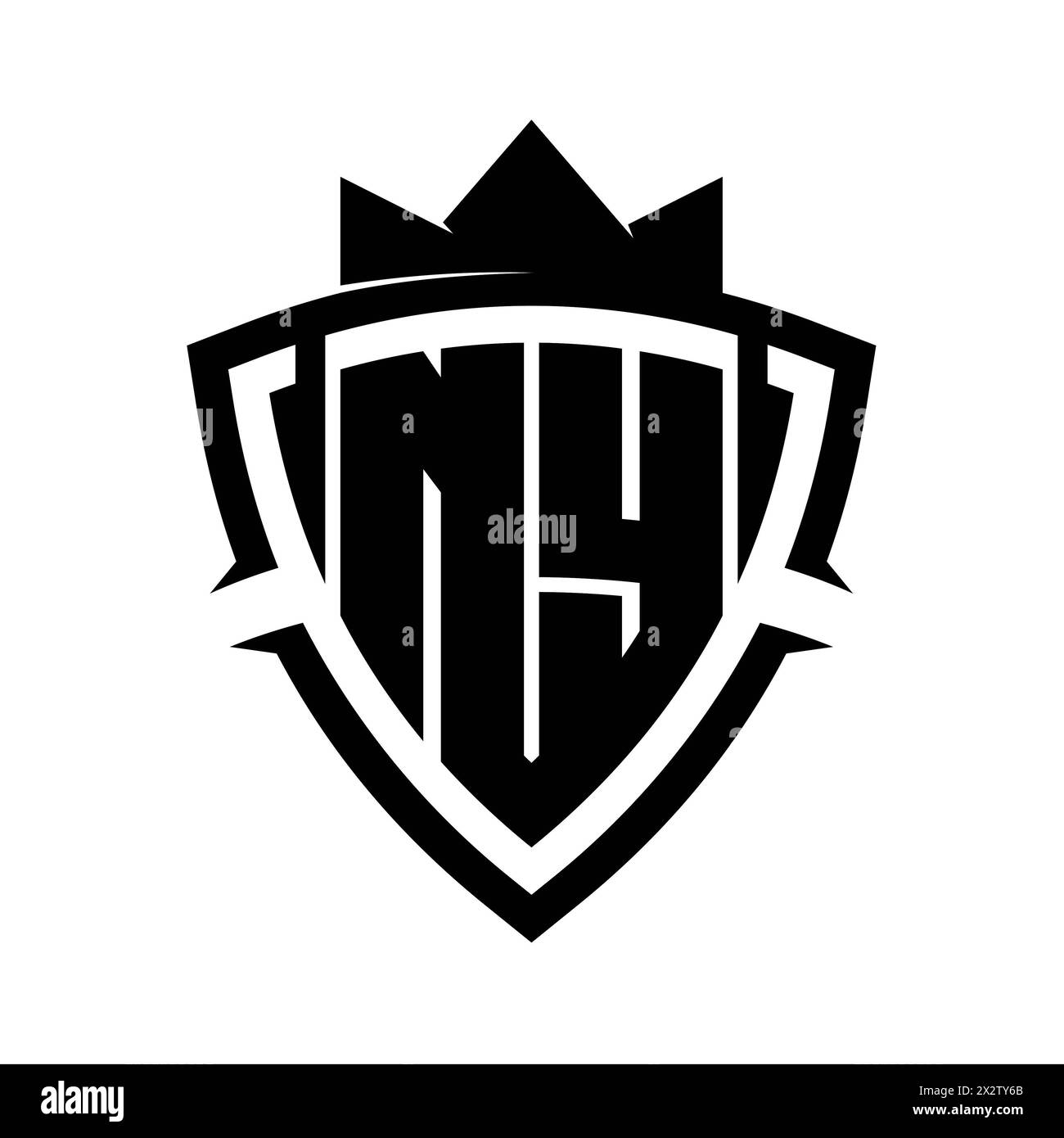 NY Letter bold monogram with triangle curve shield shape with crown ...