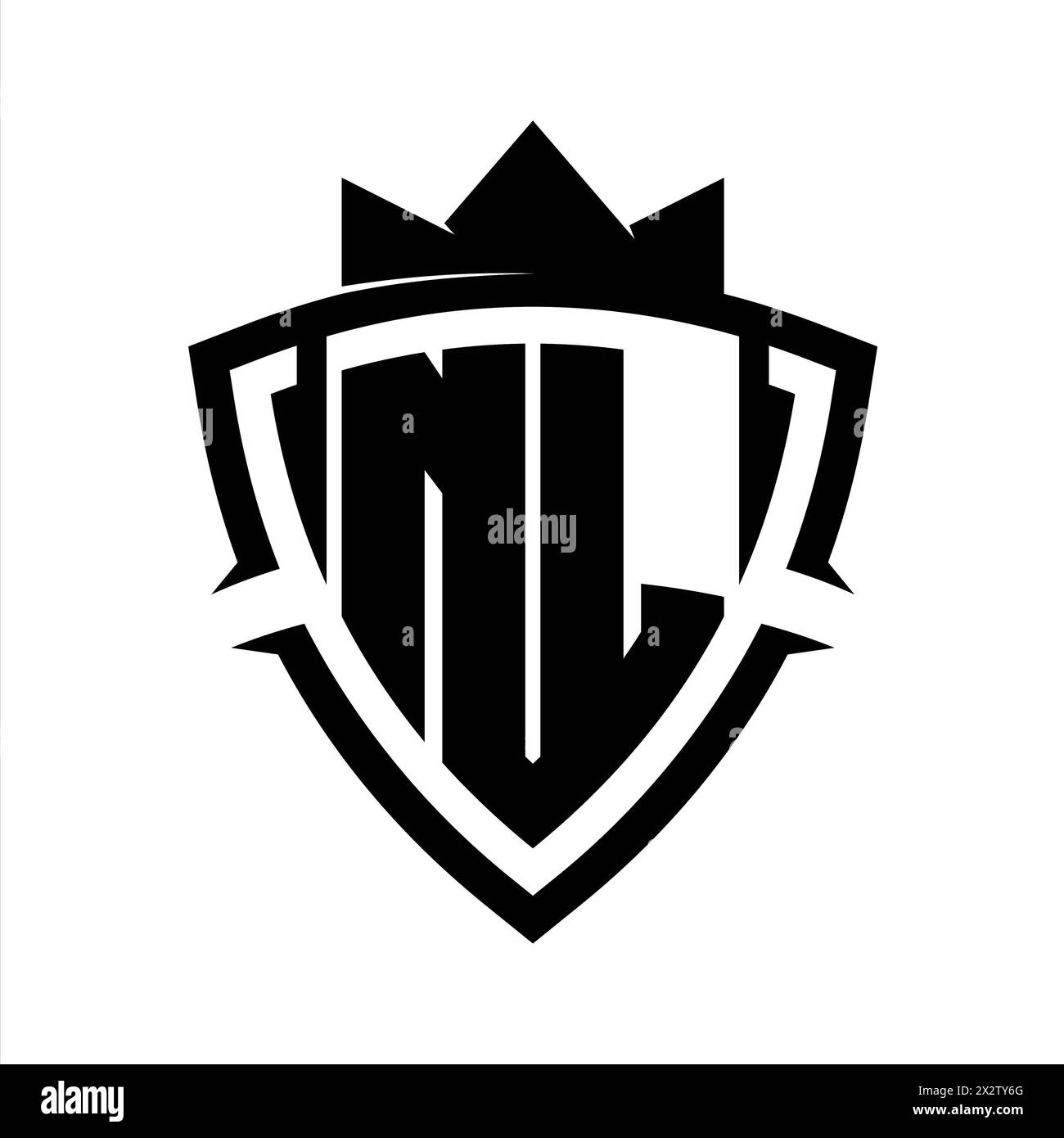 NL Letter bold monogram with triangle curve shield shape with crown ...