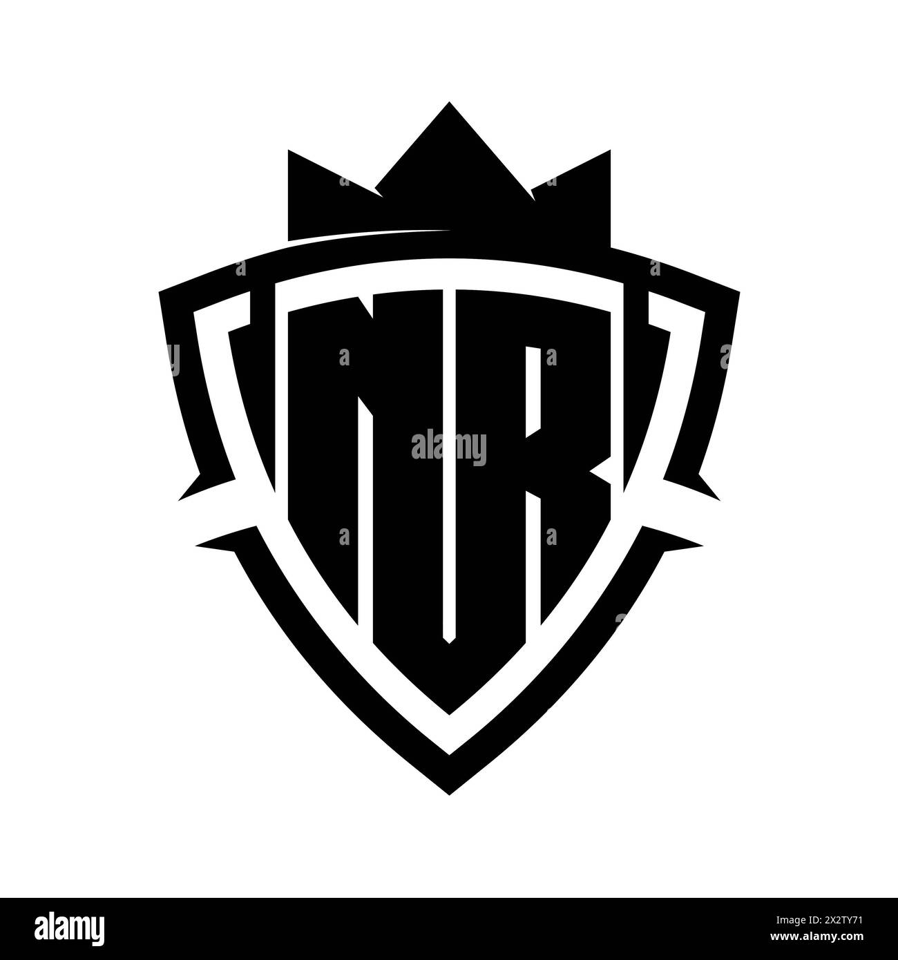 NR Letter bold monogram with triangle curve shield shape with crown ...