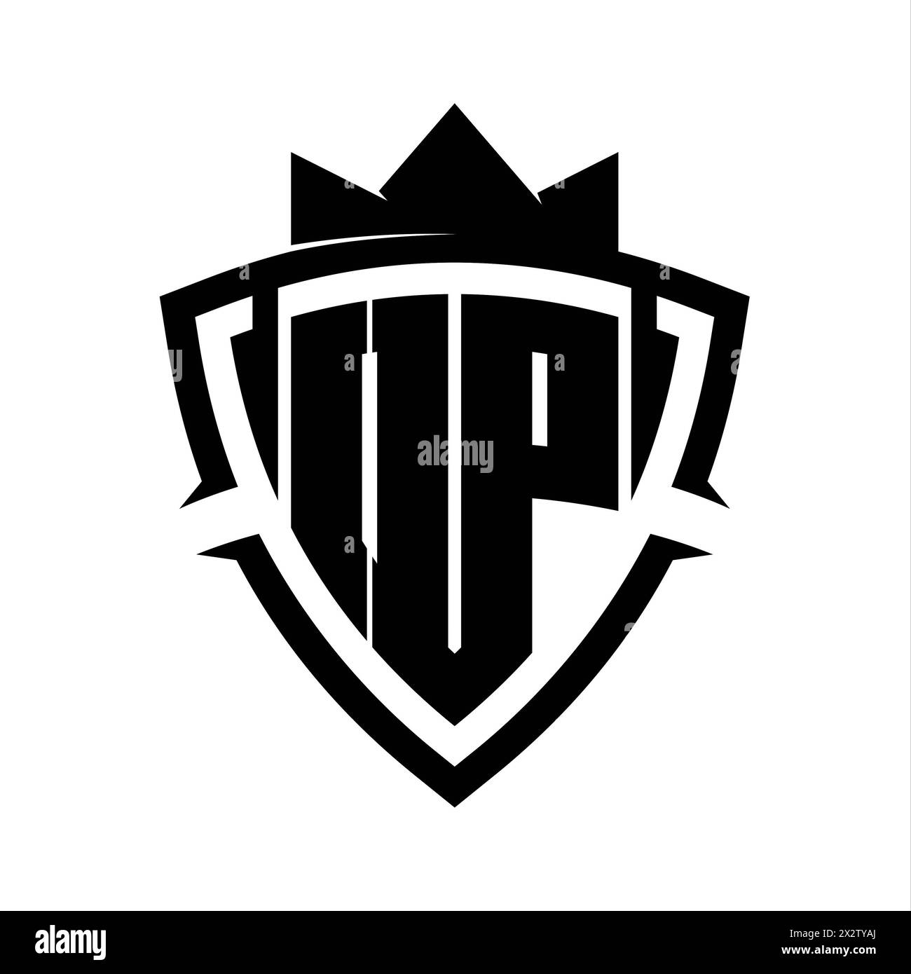 OP Letter bold monogram with triangle curve shield shape with crown ...