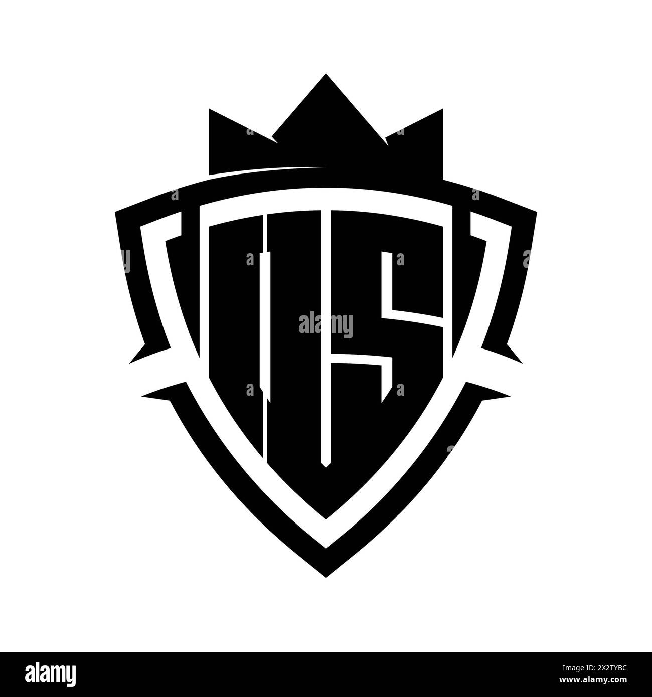 OS Letter bold monogram with triangle curve shield shape with crown ...