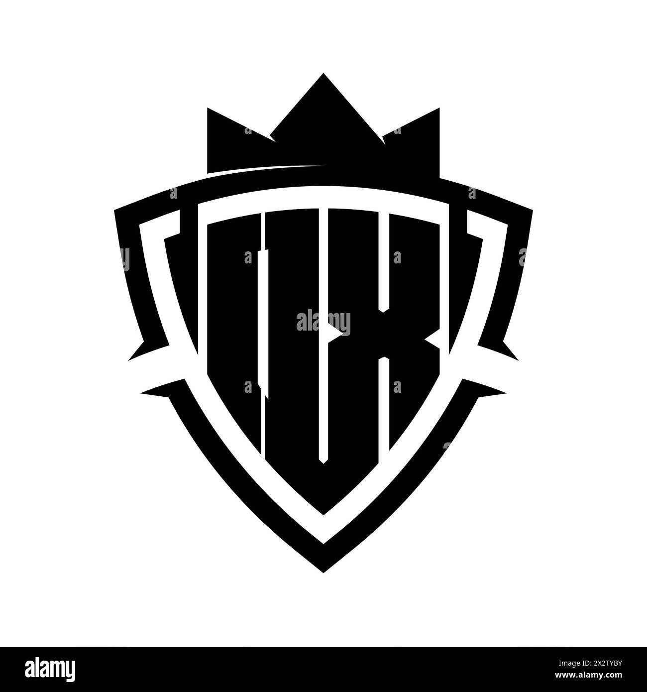 OX Letter bold monogram with triangle curve shield shape with crown ...