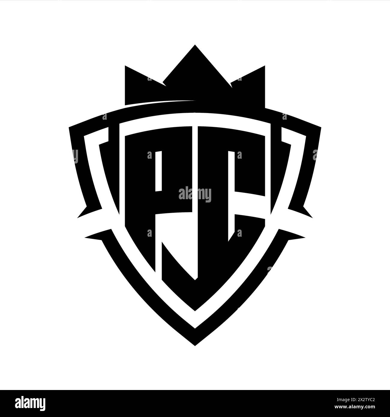 PC Letter bold monogram with triangle curve shield shape with crown ...