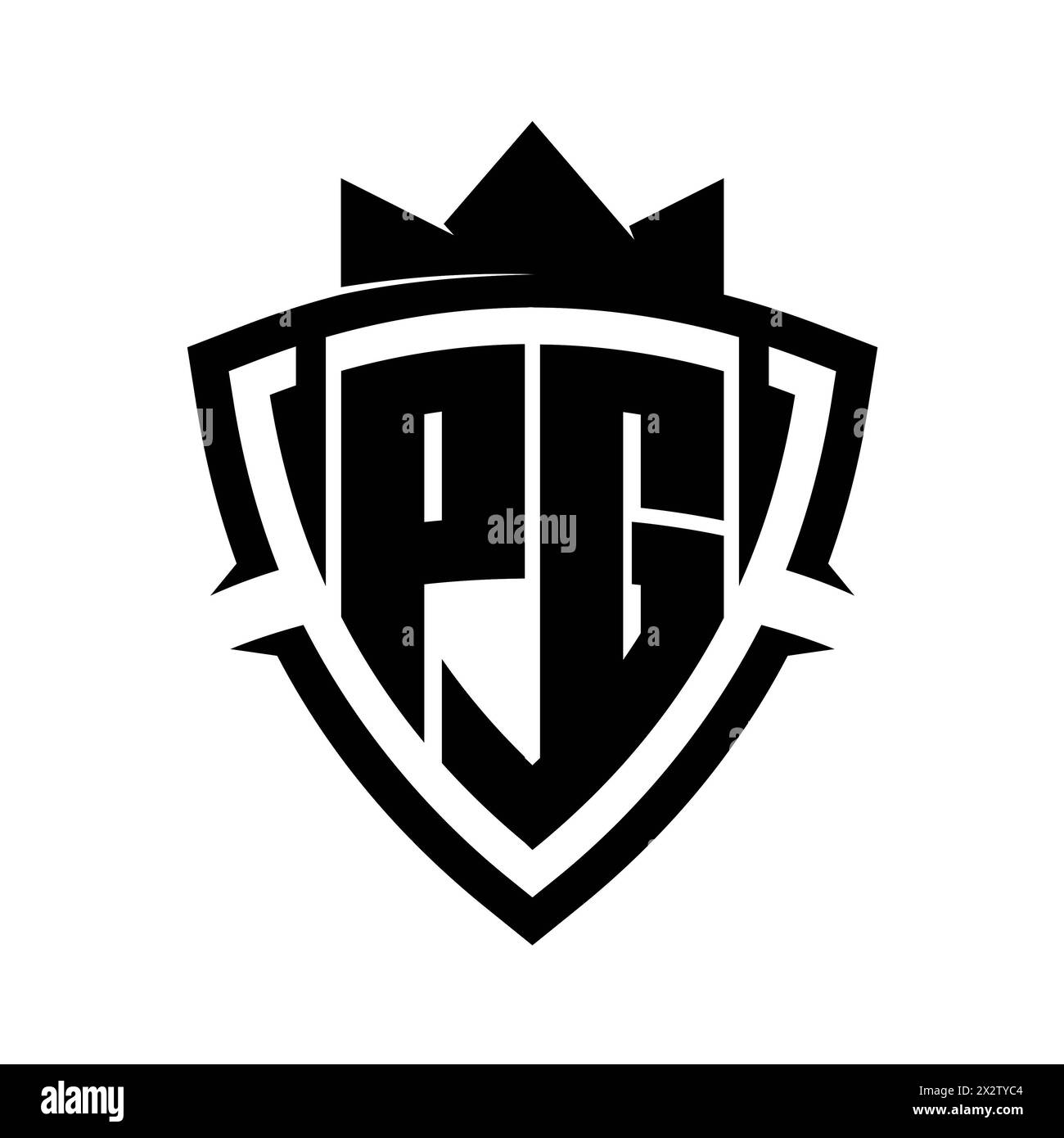 PG Letter bold monogram with triangle curve shield shape with crown ...